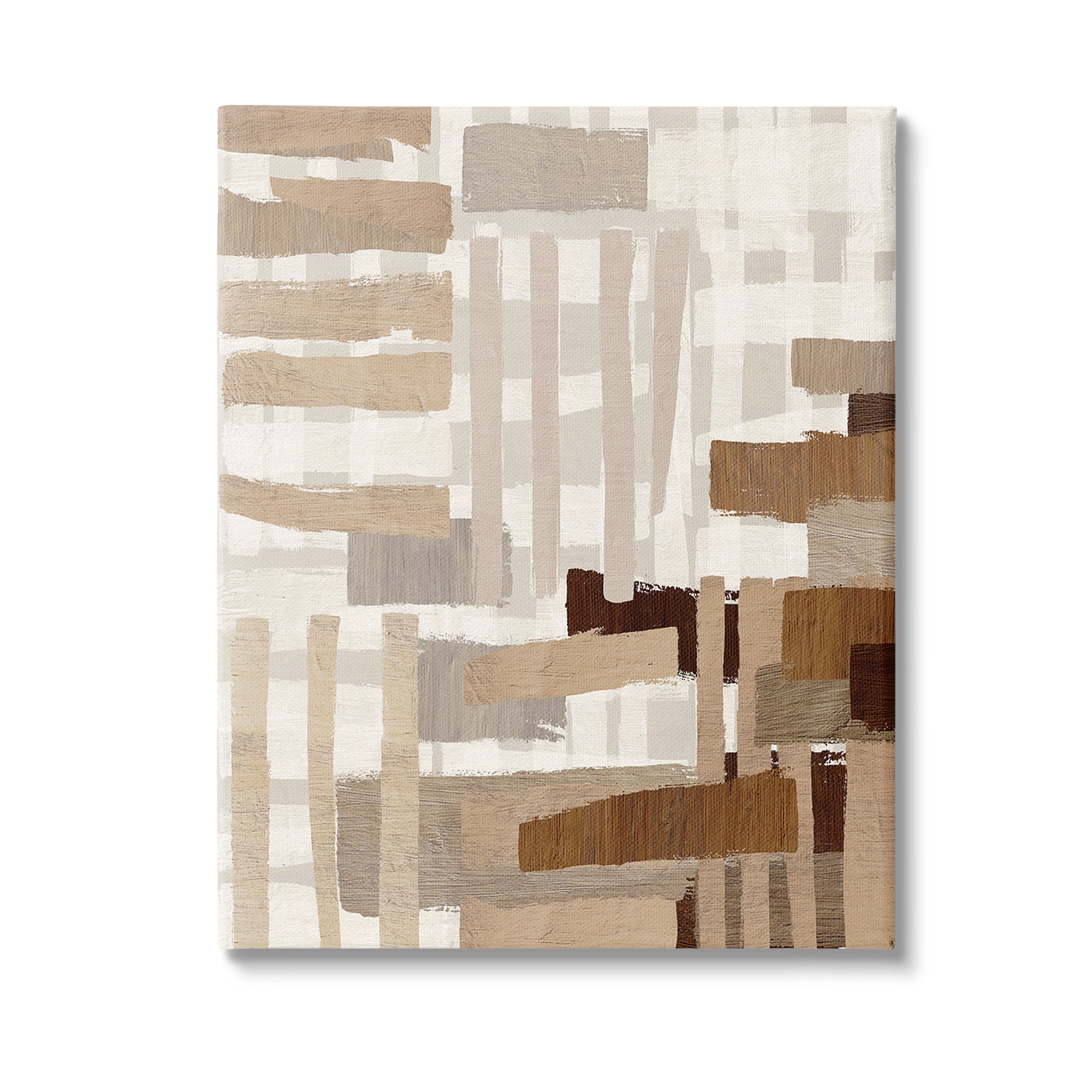 Stupell Industries Natural Hatched Hues Abstract Painting Gallery ...