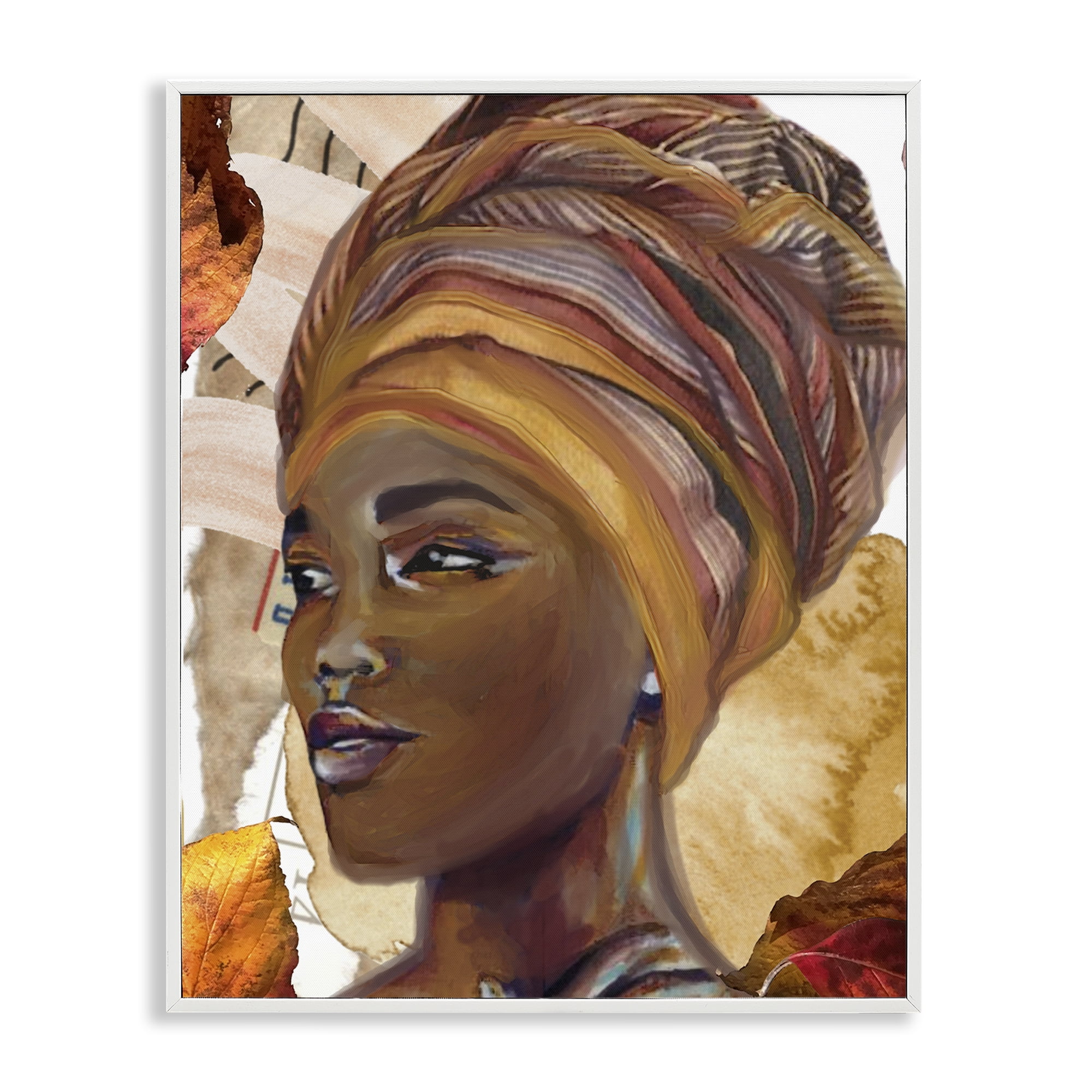 Stupell Industries Natural Tone Woman Portrait People Painting White ...