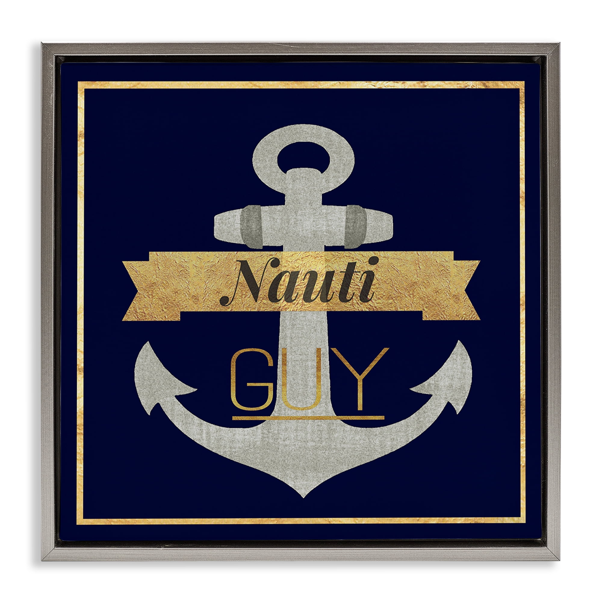 Stupell Industries Nauti Guy with Anchor Novelty & Humor Painting Gray ...