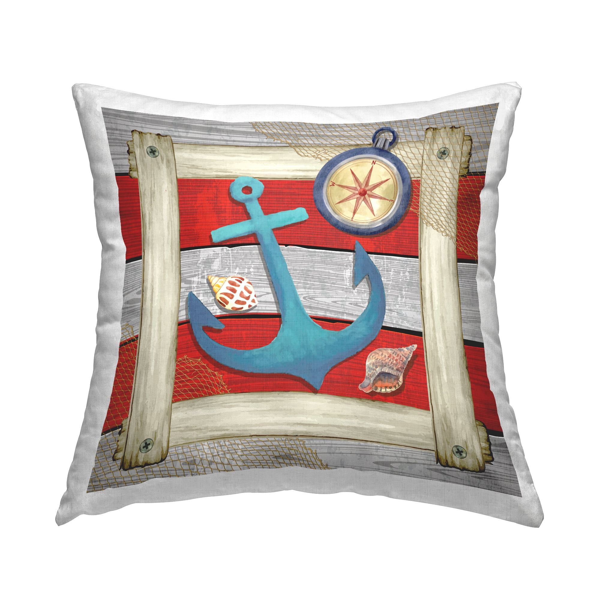 Stupell Industries Nautical Anchor Compass Pillow - 18x18 - Walmart.com