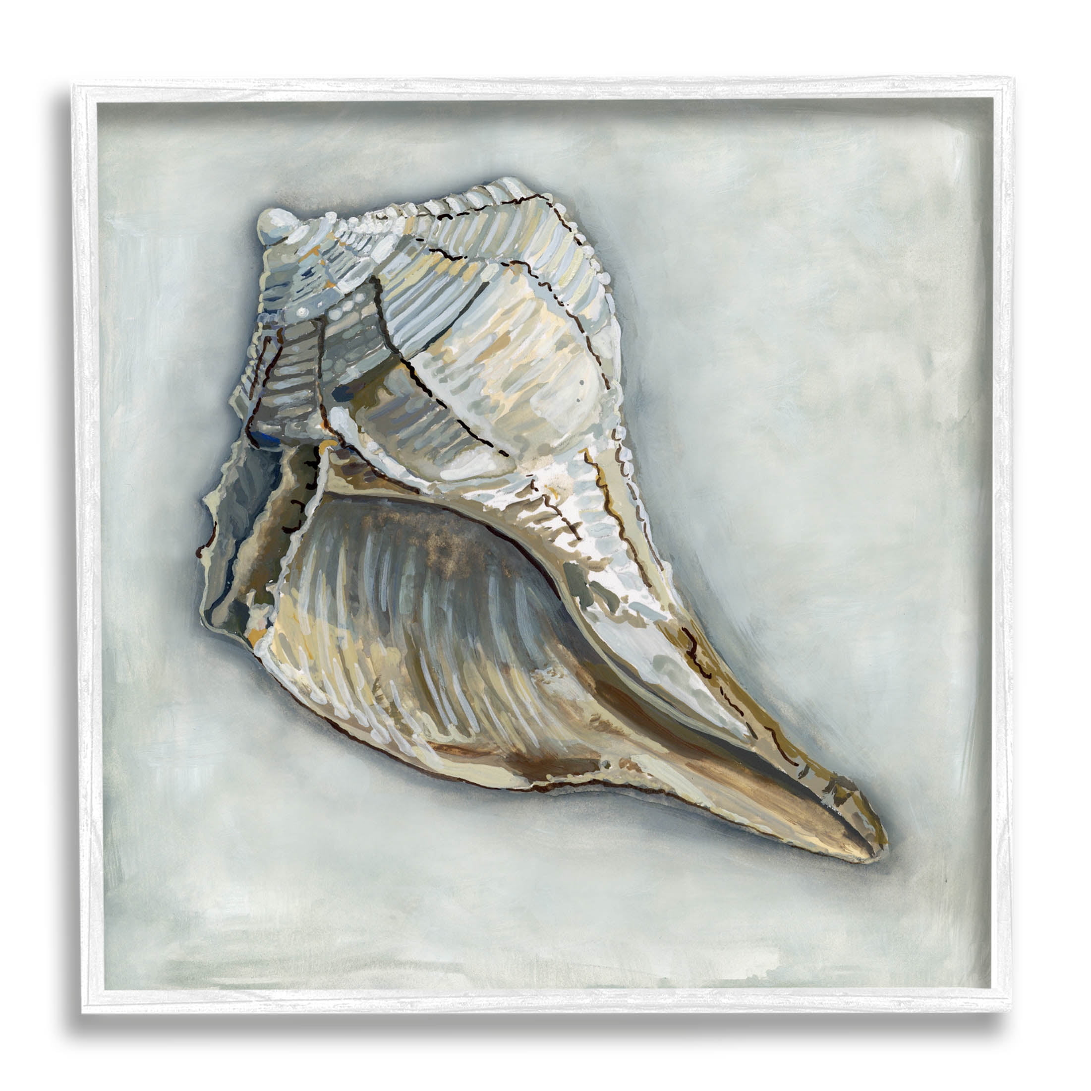 Stupell Industries Nautical Conch Shell Painting White Framed Art Print ...