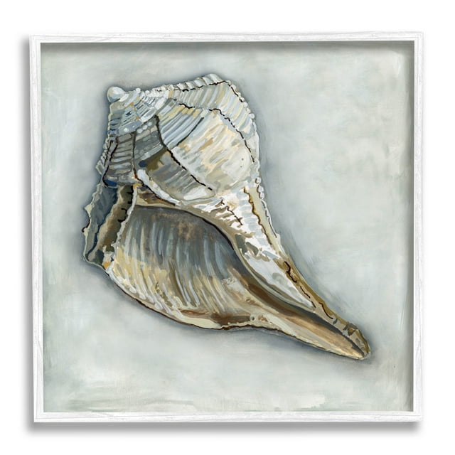 Stupell Industries Nautical Conch Shell Painting White Framed Art Print ...