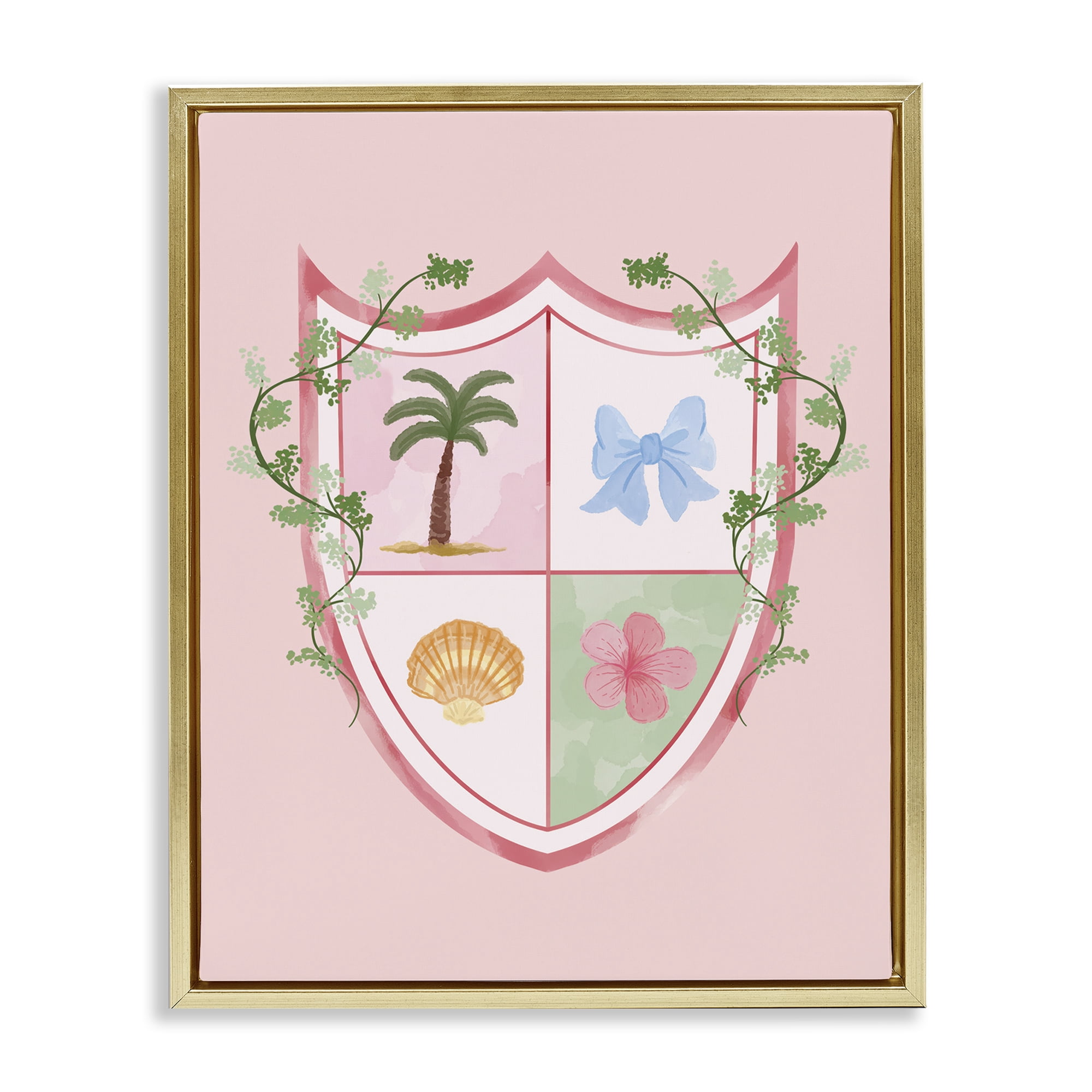 Stupell Industries Nautical Glam Emblem Plants & Flowers Painting Gold ...