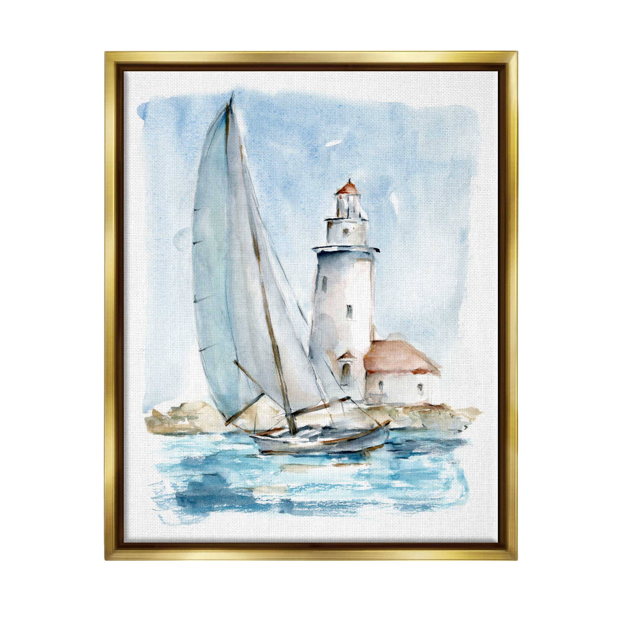 Free Shipping! Stupell Industries Nautical Sailboat Lighthouse Floating ...