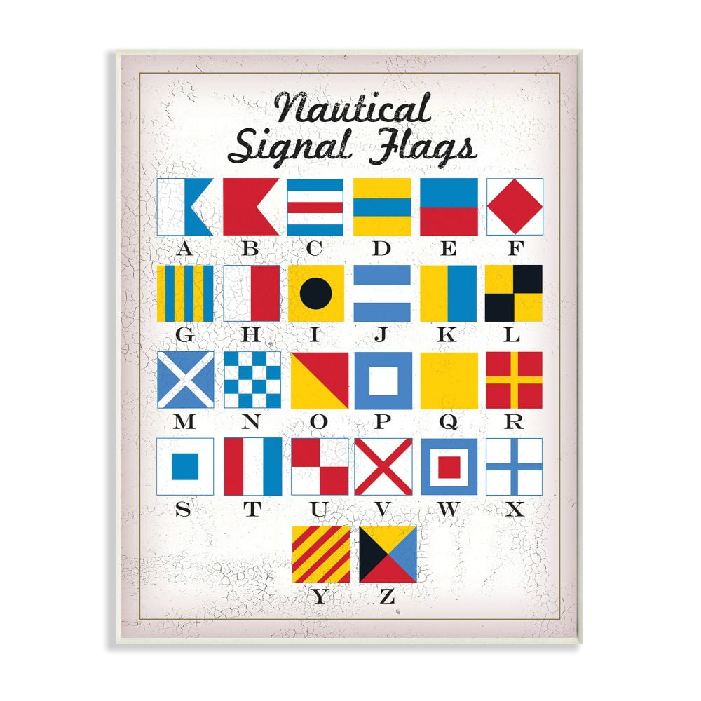 Stupell Industries Nautical Signal Flags Wall Art MDF Wood Coastal ...