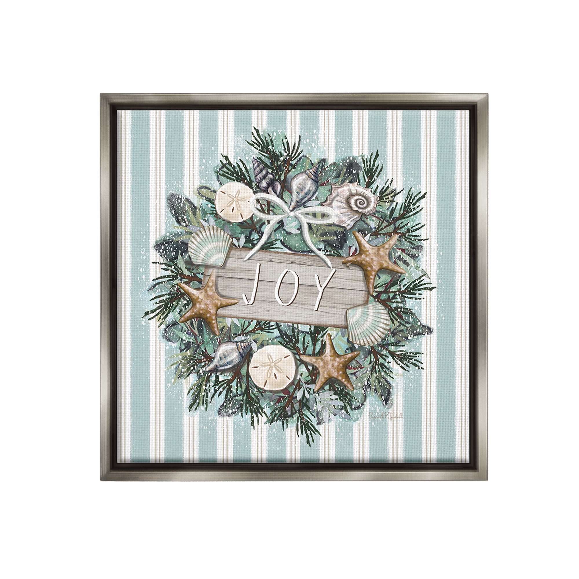 Stupell Industries Nautical Winter Wreath Holiday Painting Gray Floater ...