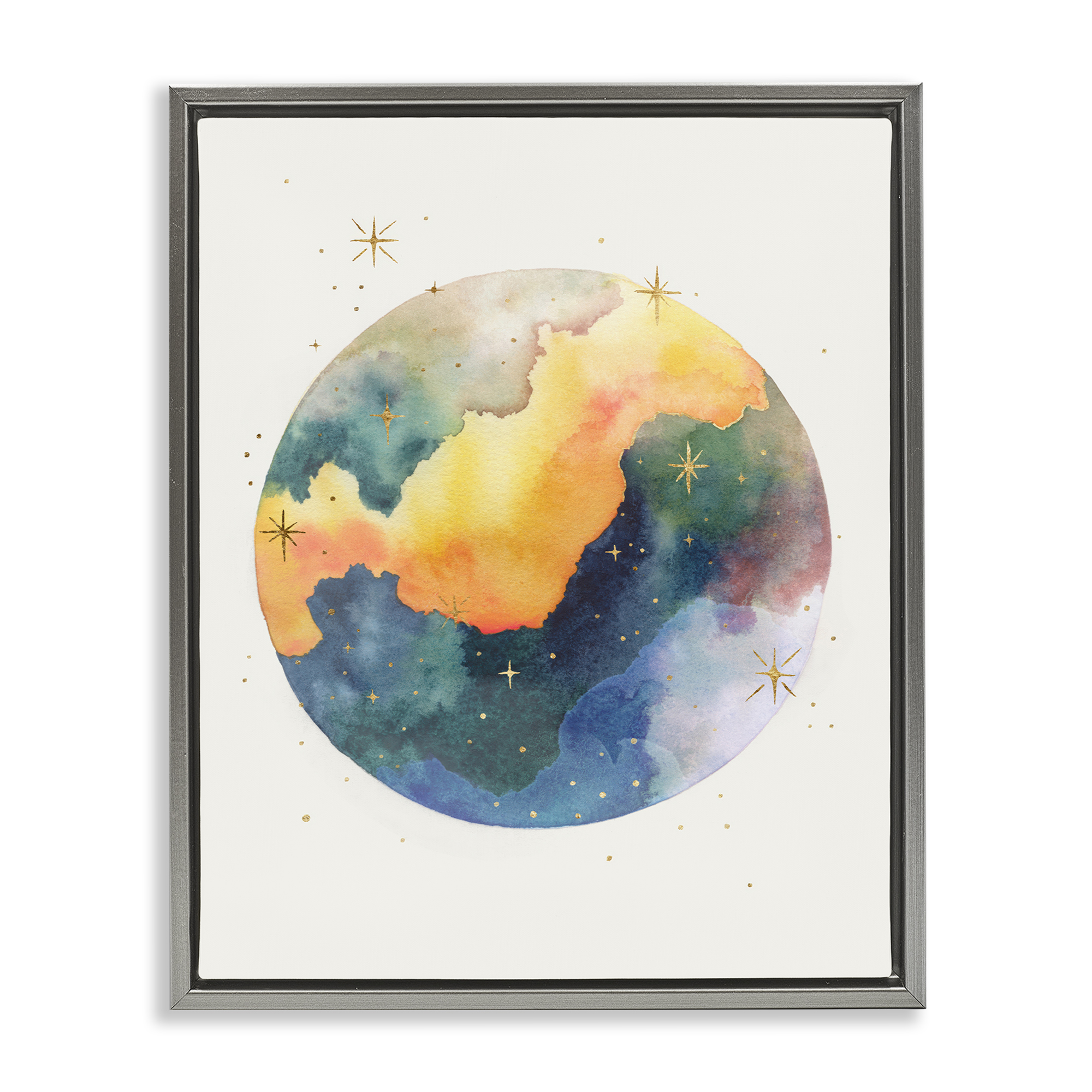 Stupell Industries Nebula & Stars Watercolor STEM Painting Gray Floater ...