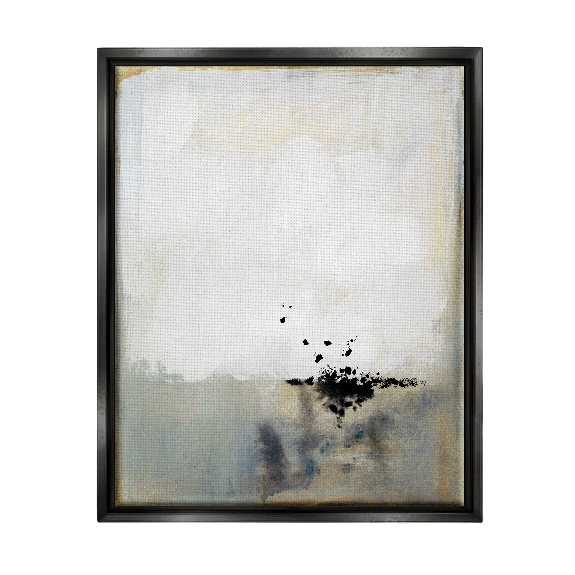 Stupell Industries Neutral Beige Abstract Painting Black Ink Splatter ...