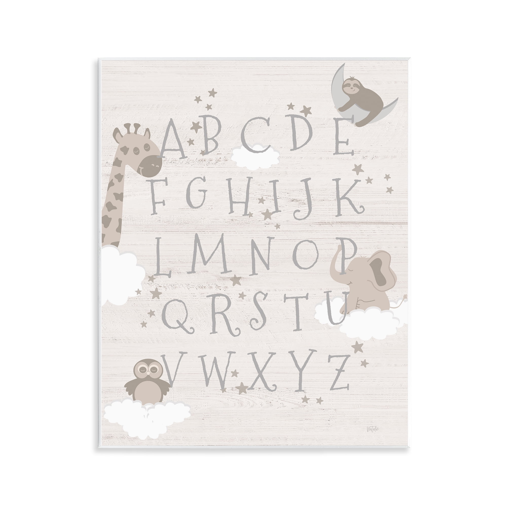 Stupell Industries Neutral Beige Alphabet Animals & Insects Painting ...