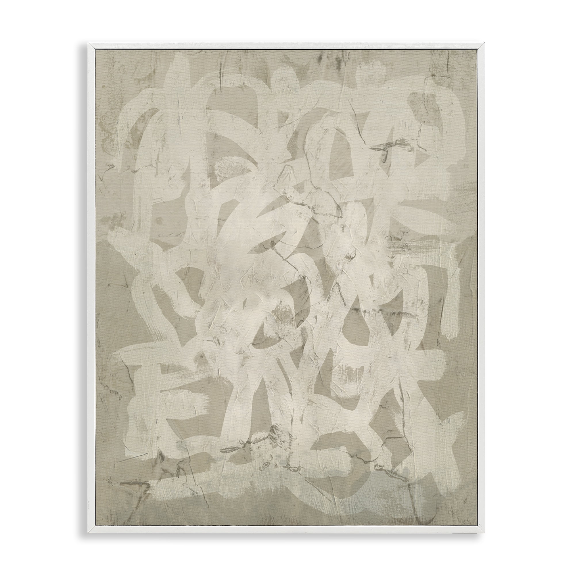 Stupell Industries Neutral Chaotic Pattern Abstract Painting White ...