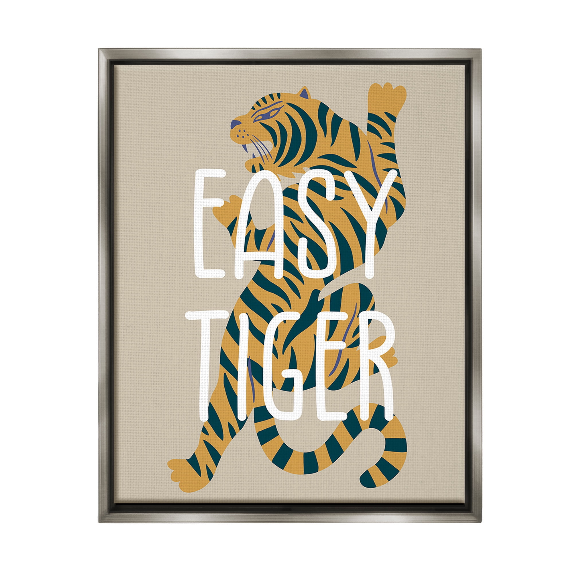 Stupell Industries Neutral Easy Tiger Animals & Insects Painting Gray ...