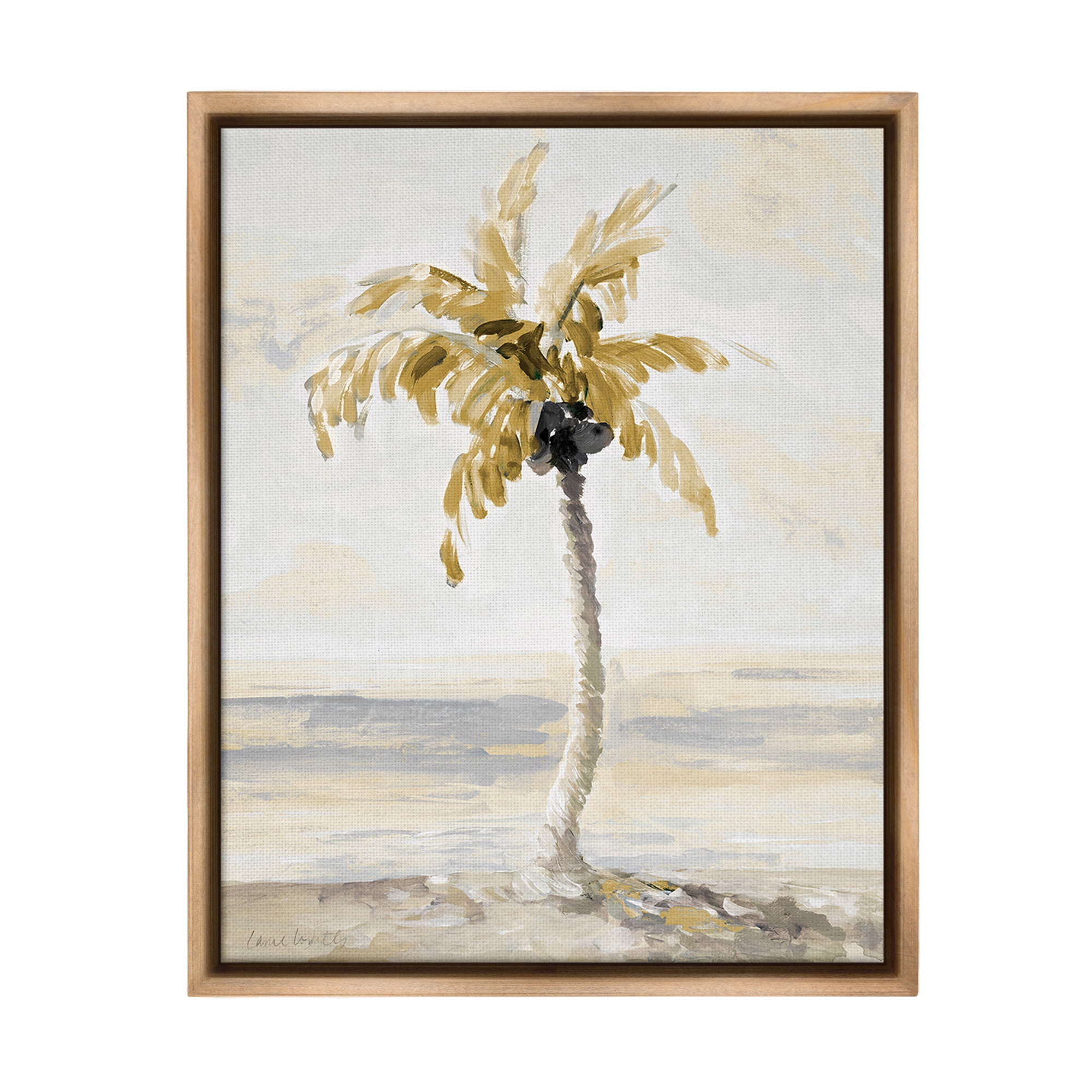 Stupell Industries Neutral Lone Palm Tree Landscape Painting Brown ...