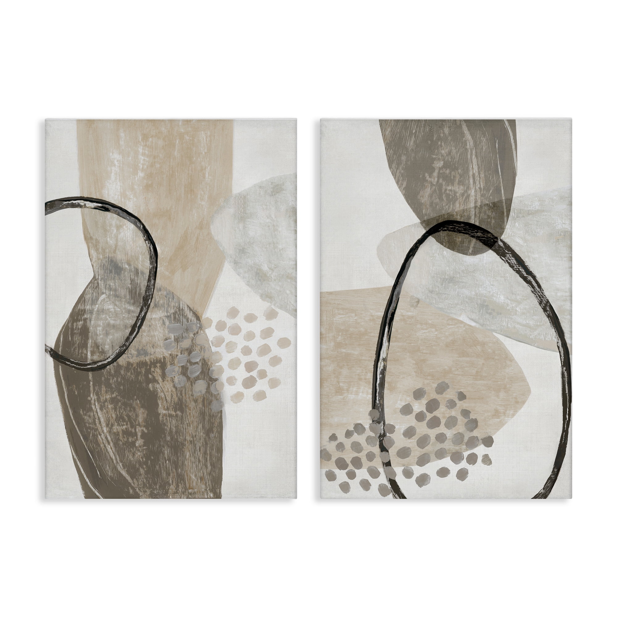Stupell Industries Neutral Oval Shapes 2 Piece Canvas Wall Art Set ...