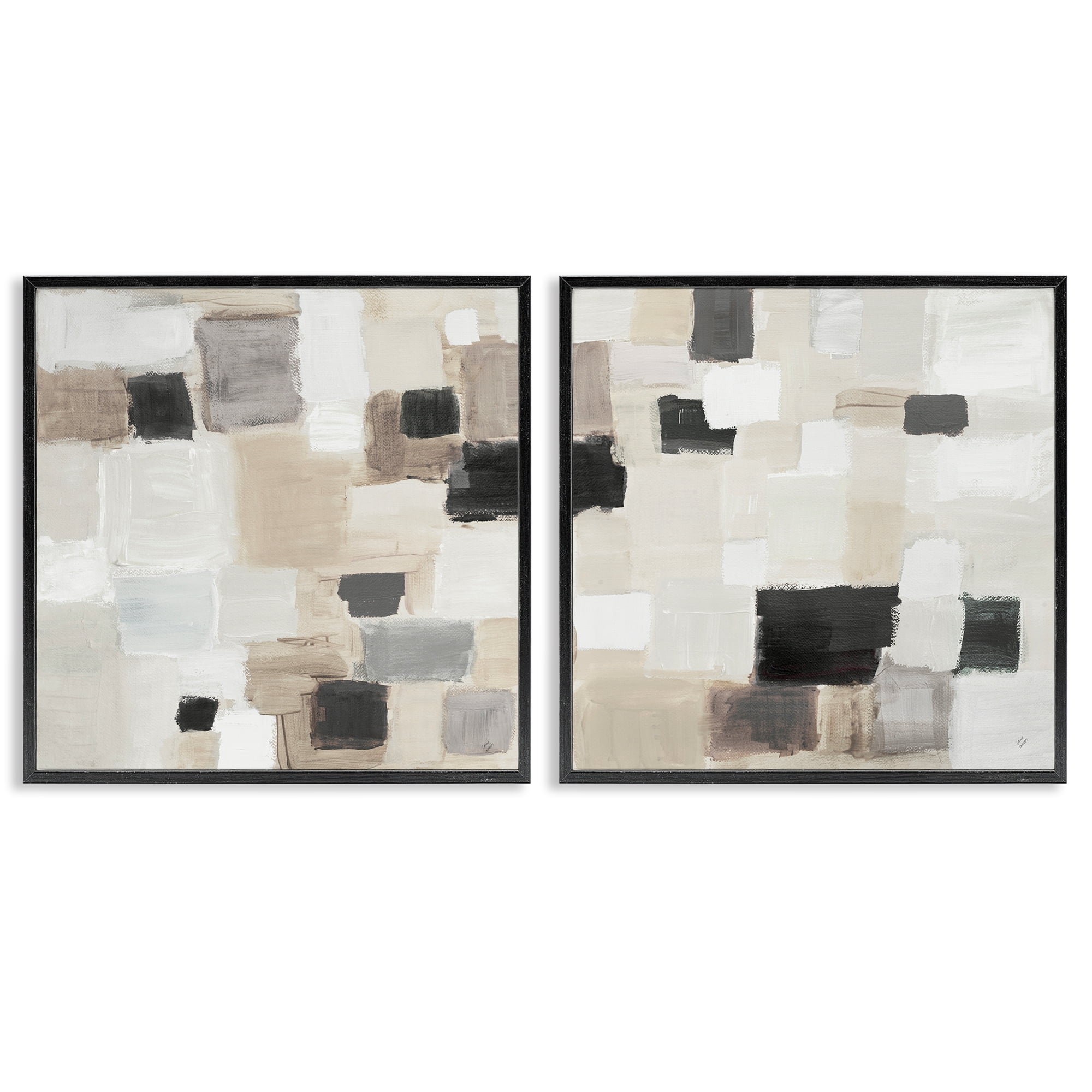 Stupell Industries Neutral Patchwork Squares Abstract Painting Black ...