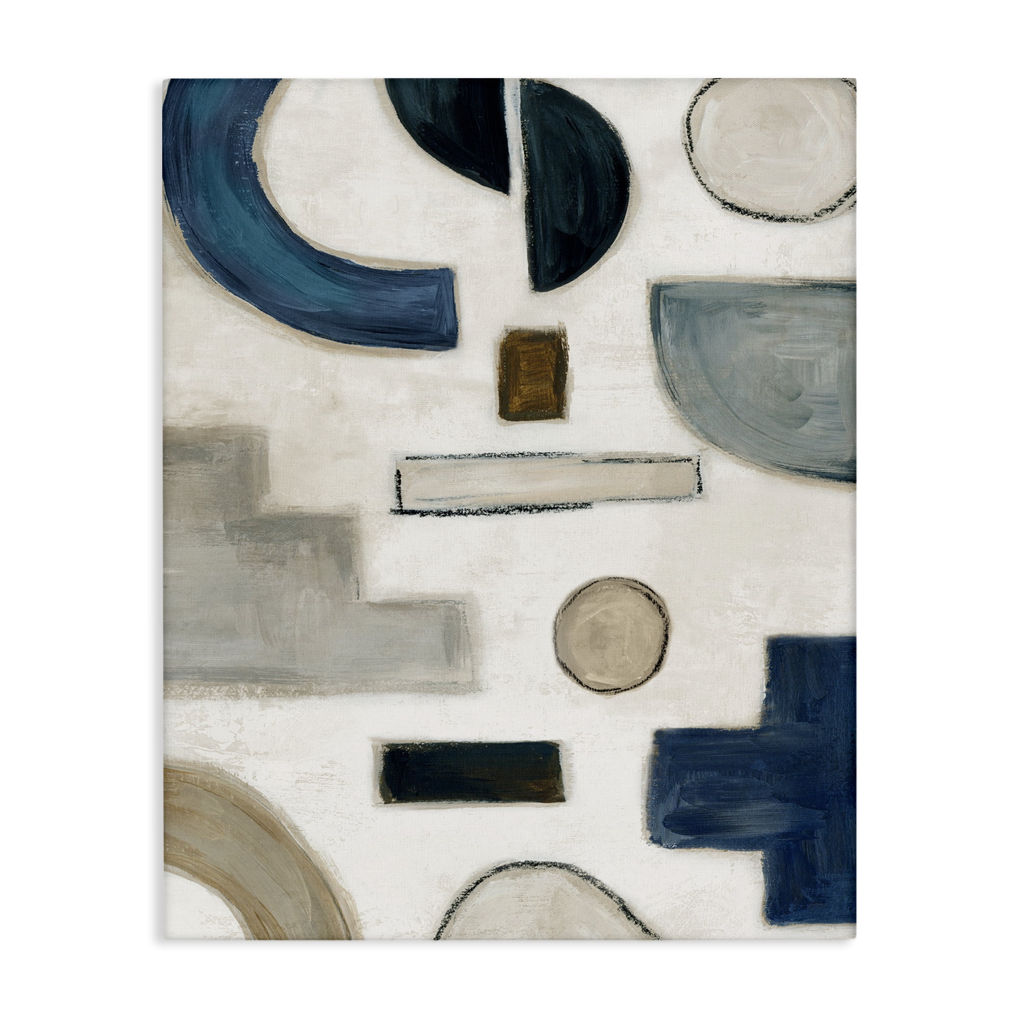 Stupell Industries Neutral Shapes Blue & Beige Abstract Painting ...
