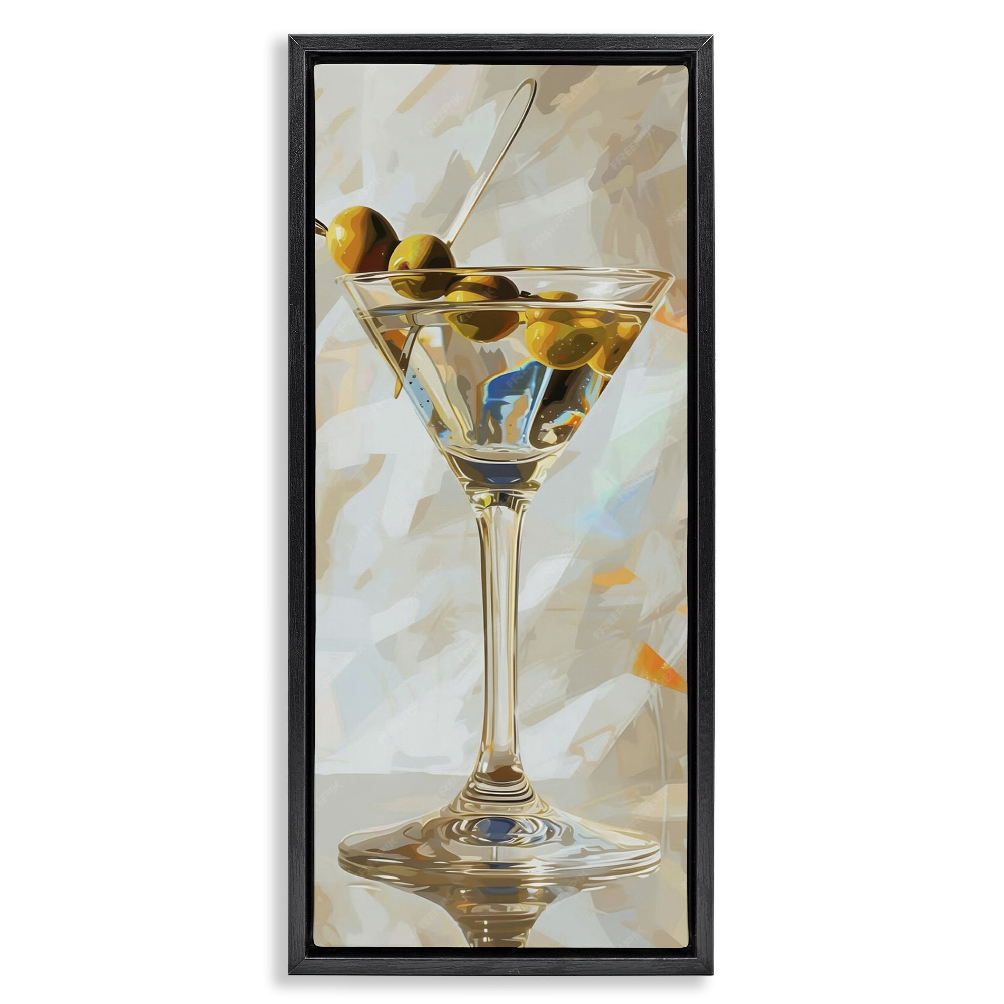 Stupell Industries Neutral Tone Martini Food & Beverage Painting Black ...