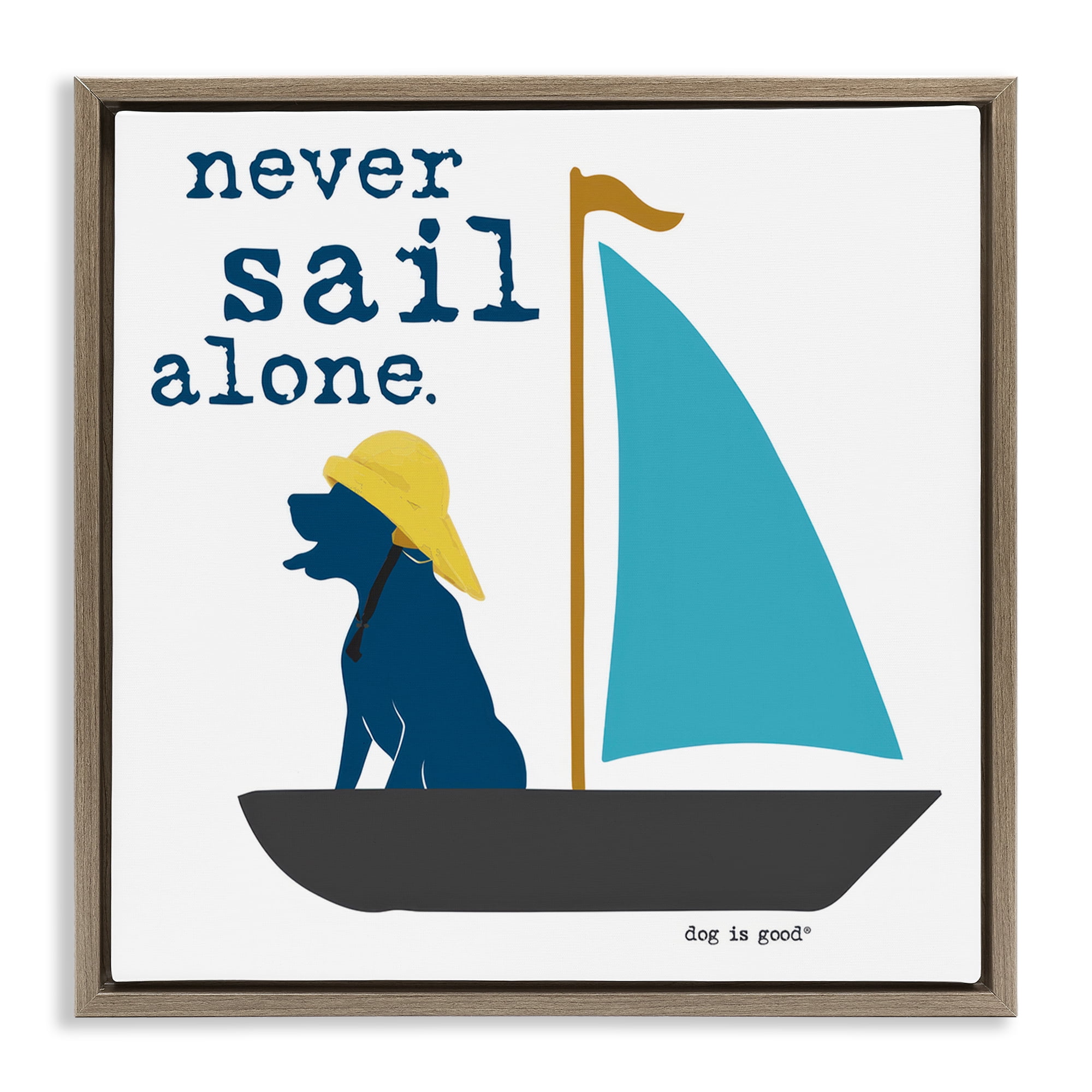 Stupell Industries Never Sail Alone Dog Animals Painting Brown Floater ...