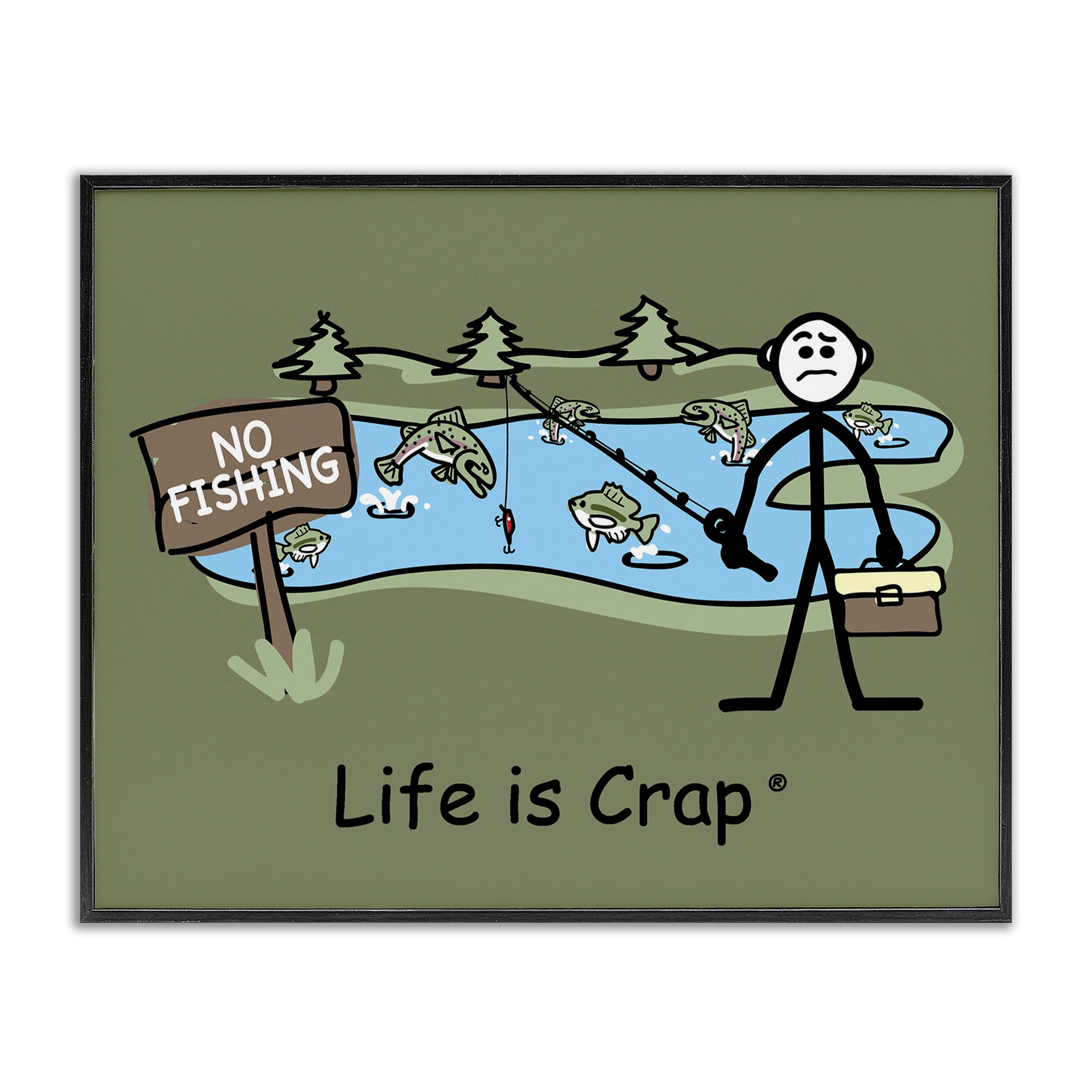 Stupell Industries No Fishing at Pond Novelty & Humor Painting Black ...