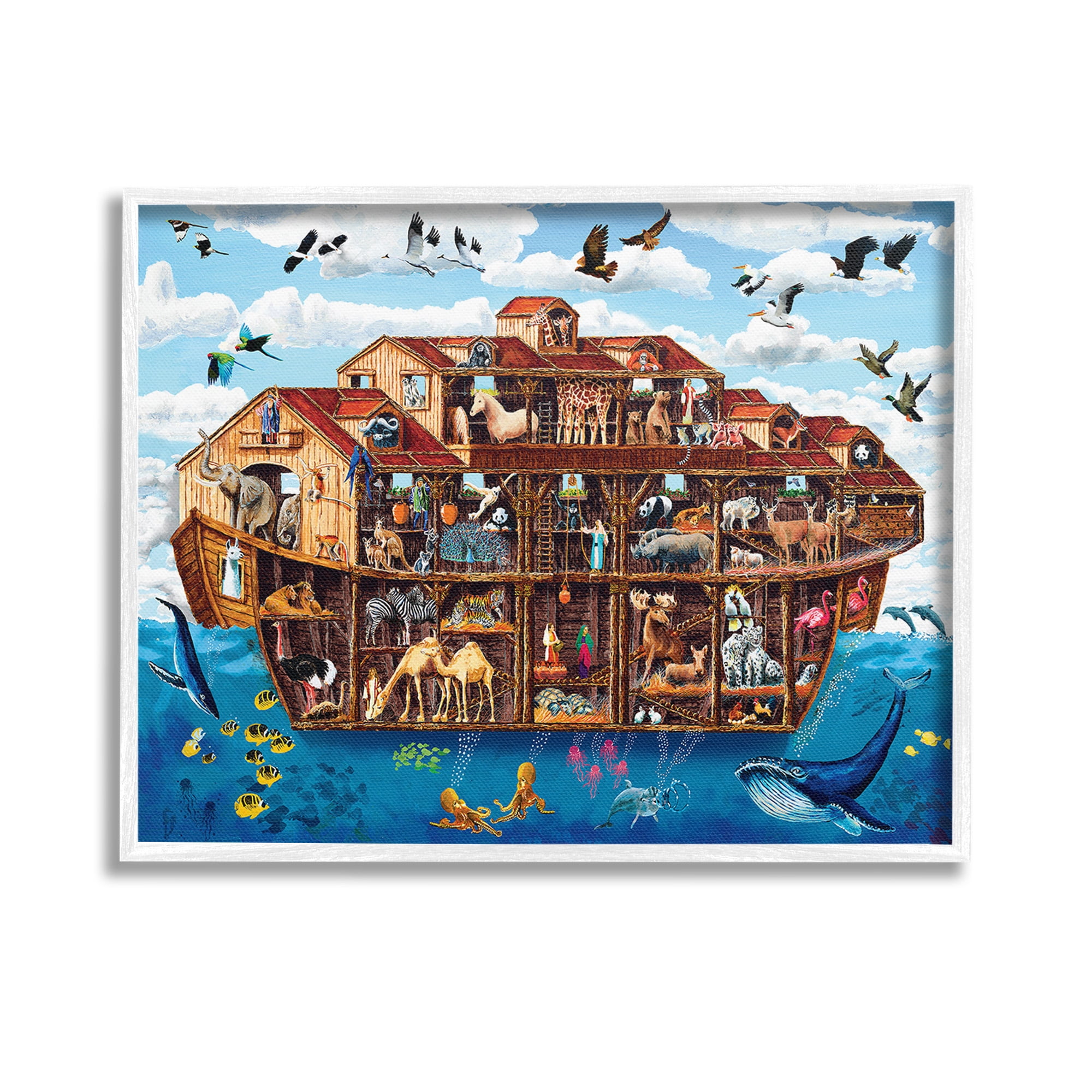 Stupell Industries Noah's Ark Animals Animals & Insects Painting White ...