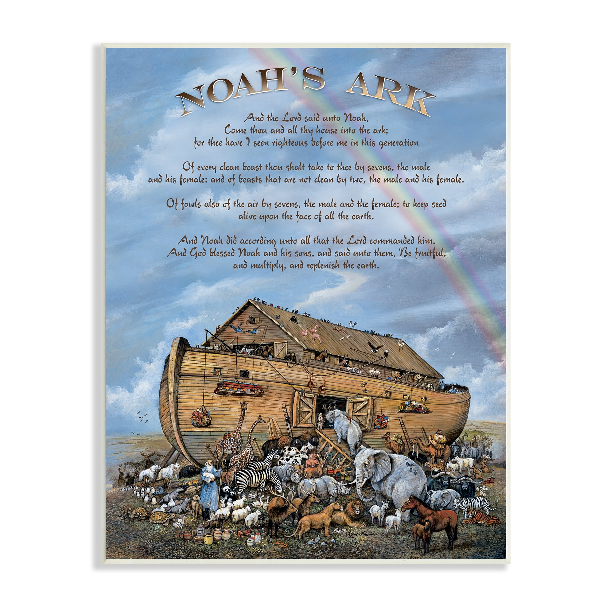 Stupell Industries Noah's Ark Traditional Animal Illustration Faith ...