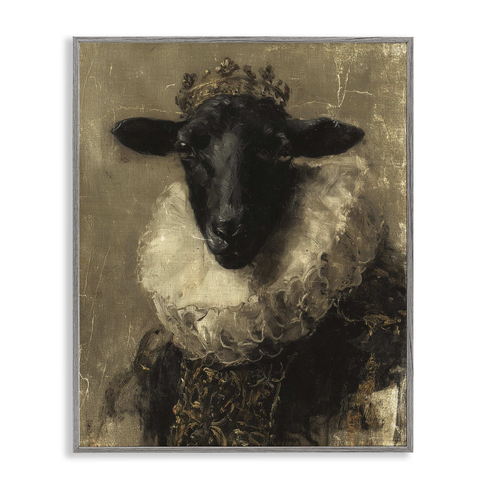 Stupell Industries Noble Ram Portrait Gray Framed Giclee Art, design by ...