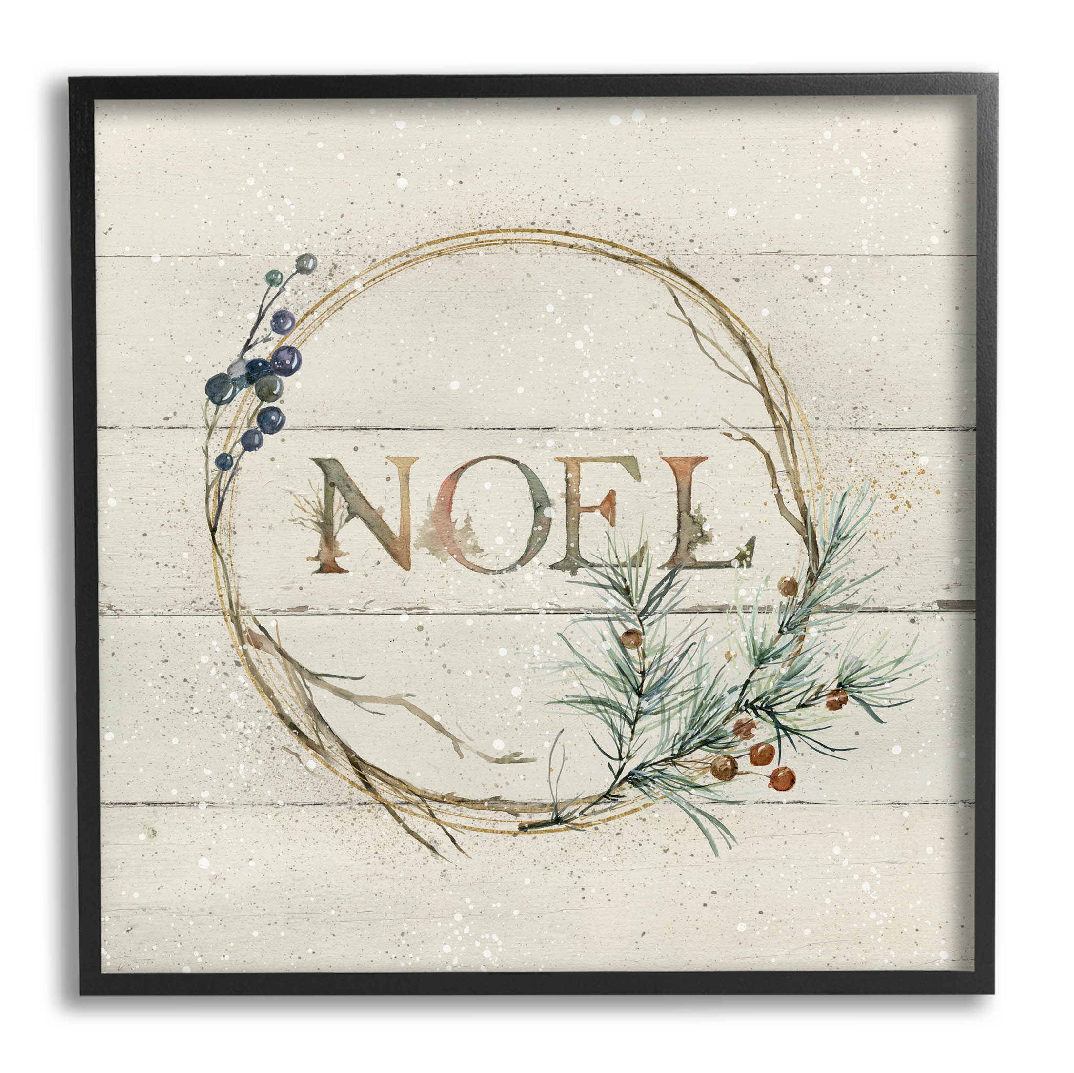 Stupell Industries Noel Botanical Wreath - Seasonal Winter Wall Art ...