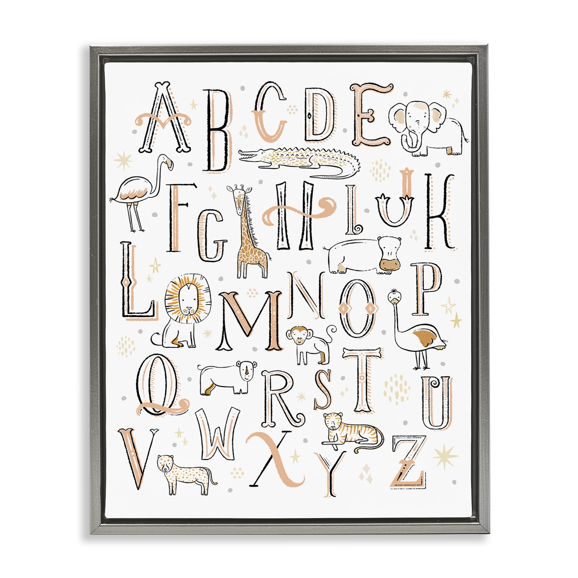 Stupell Industries Nursery Animal Alphabet Chart Art for Kids Painting ...