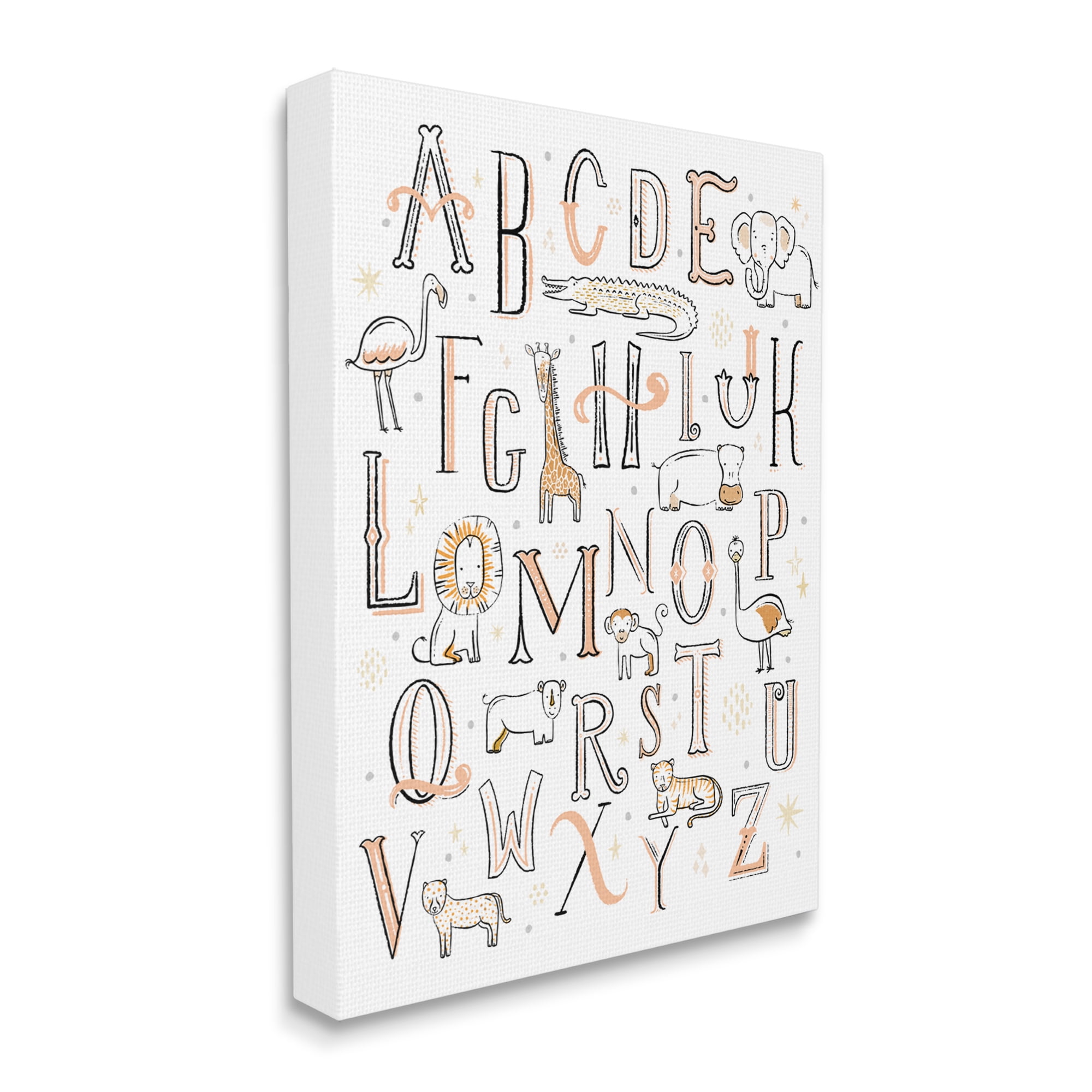 Stupell Industries Nursery Animal Alphabet Chart Canvas Art Print for ...