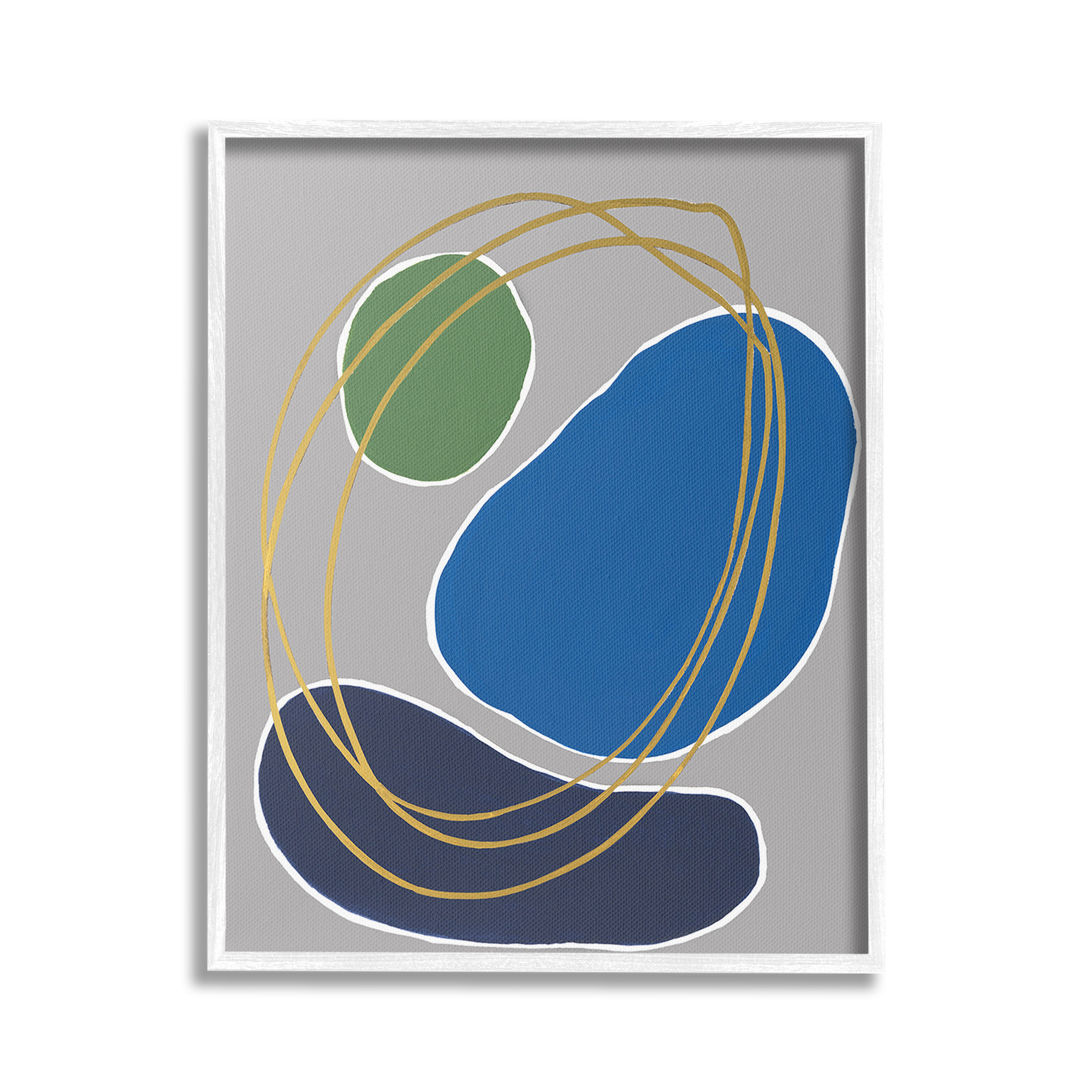 Stupell Industries Oblong Geometric Shapes Abstract Painting White ...