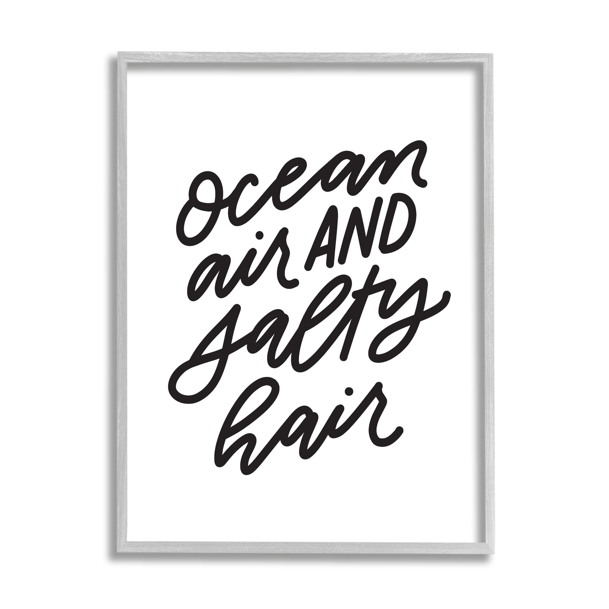 Stupell Industries Ocean Air Salty Hair Beach Lover Calligraphy Graphic ...