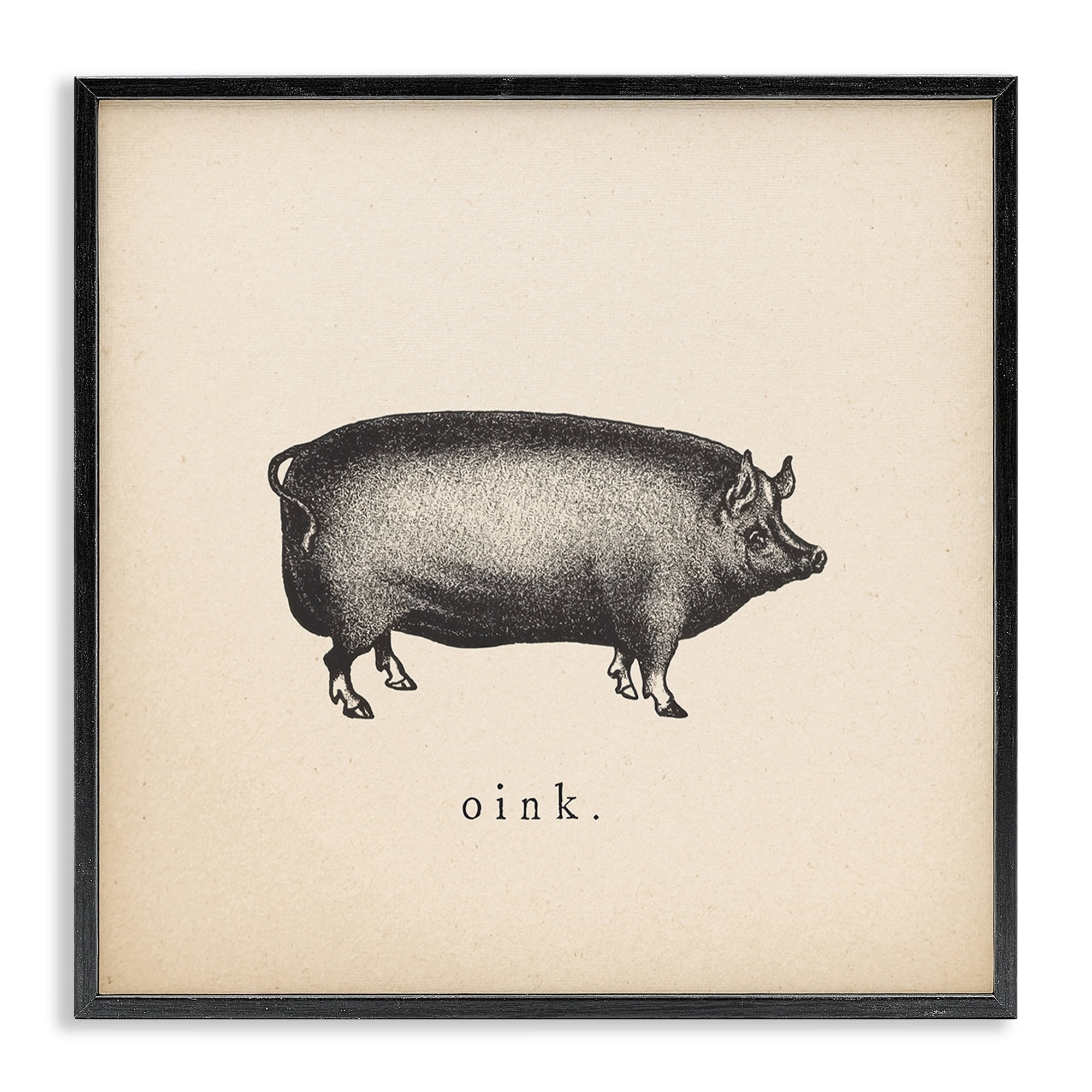 Stupell Industries Oink Farm Pig Sounds Animals Painting Black Framed ...