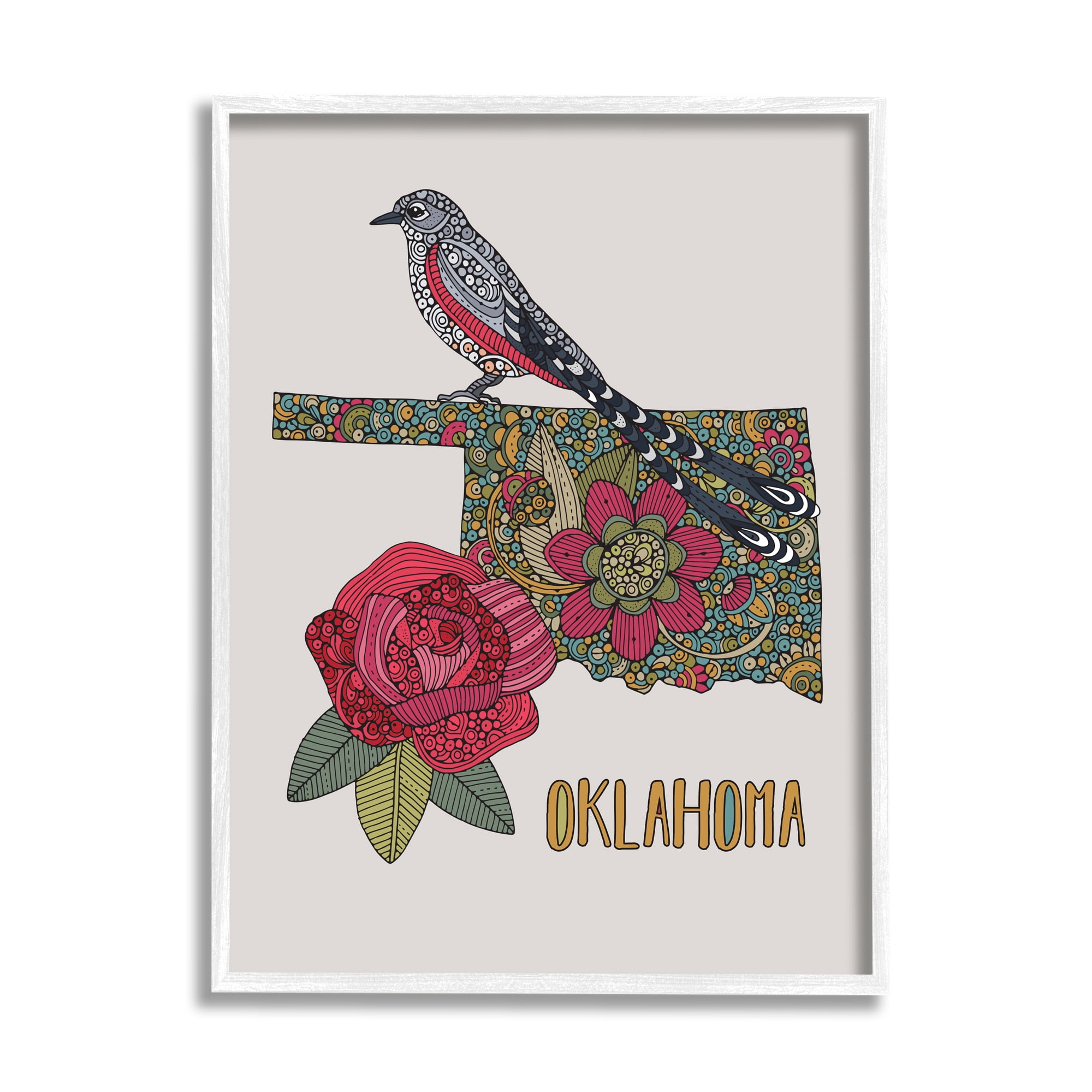 Stupell Industries Oklahoma State Bird & Flower Detailed Floral Pattern ...