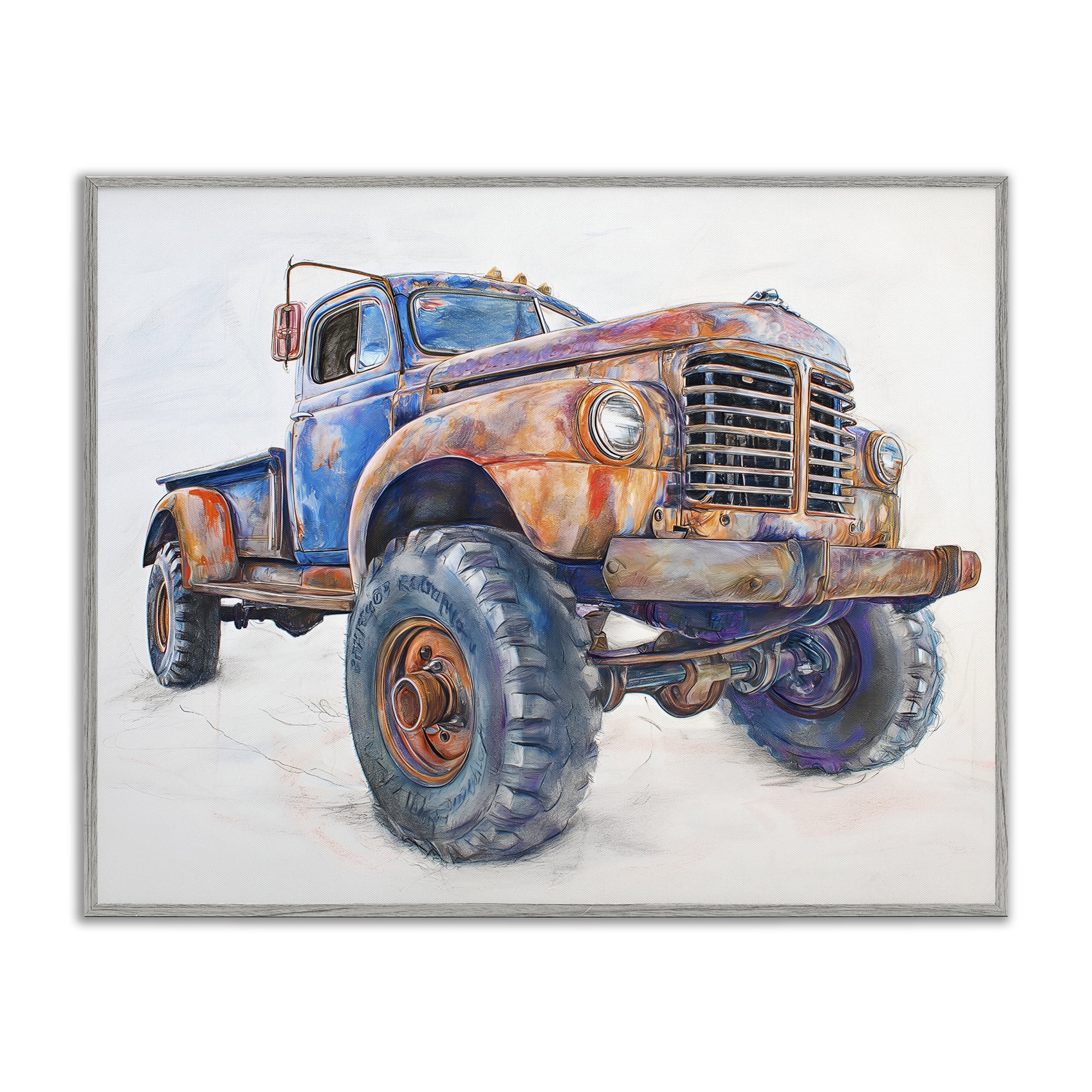 Stupell Industries Old Rustic Truck Illustration Gray Framed Giclee Art ...