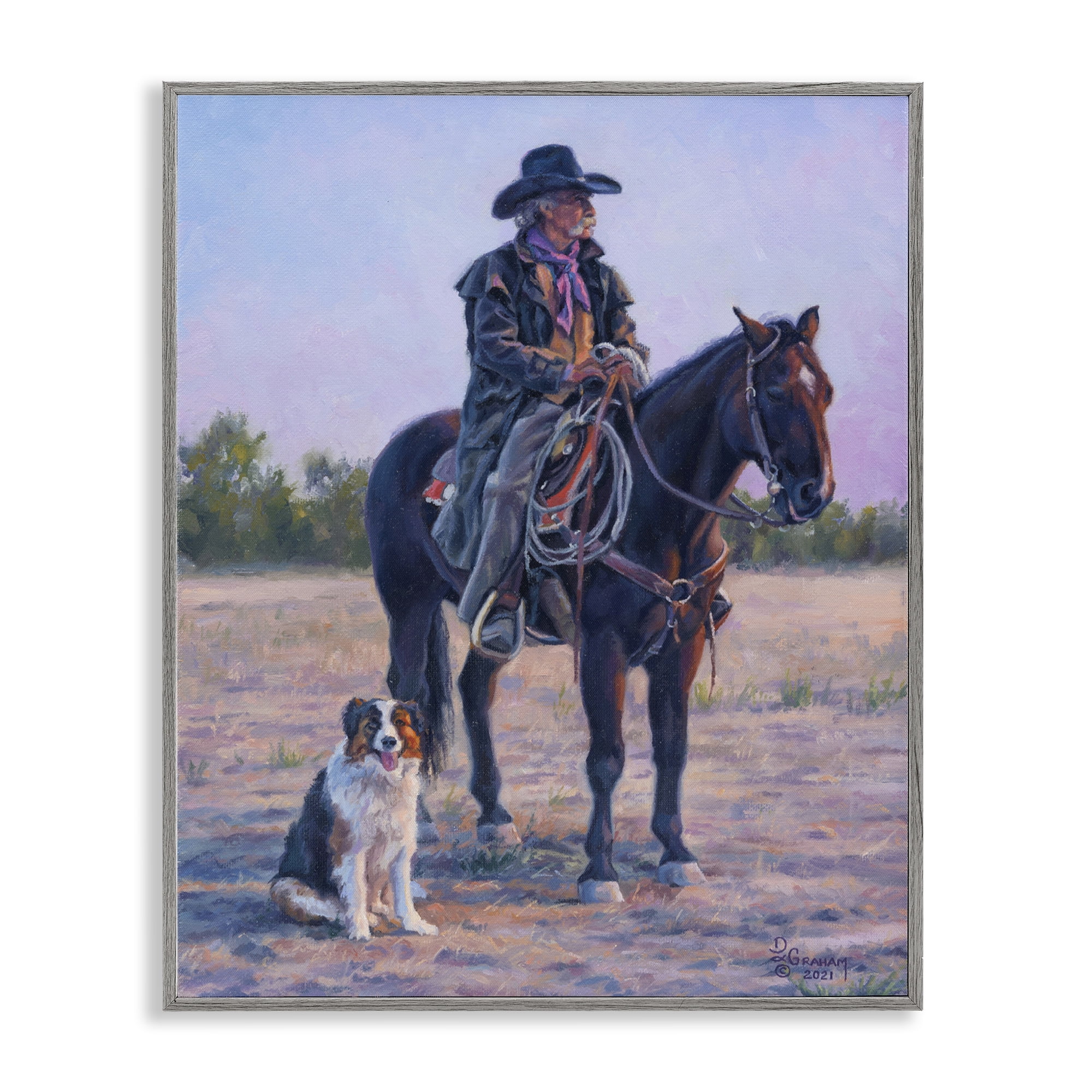Stupell Industries Old Timers Cowboy Animals & Insects Painting Gray ...