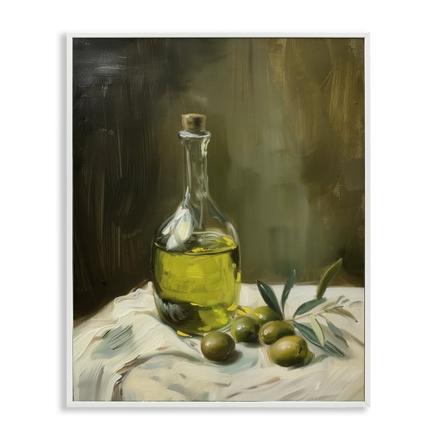 Stupell Industries Olive Oil Still Life Food & Beverage Painting White ...