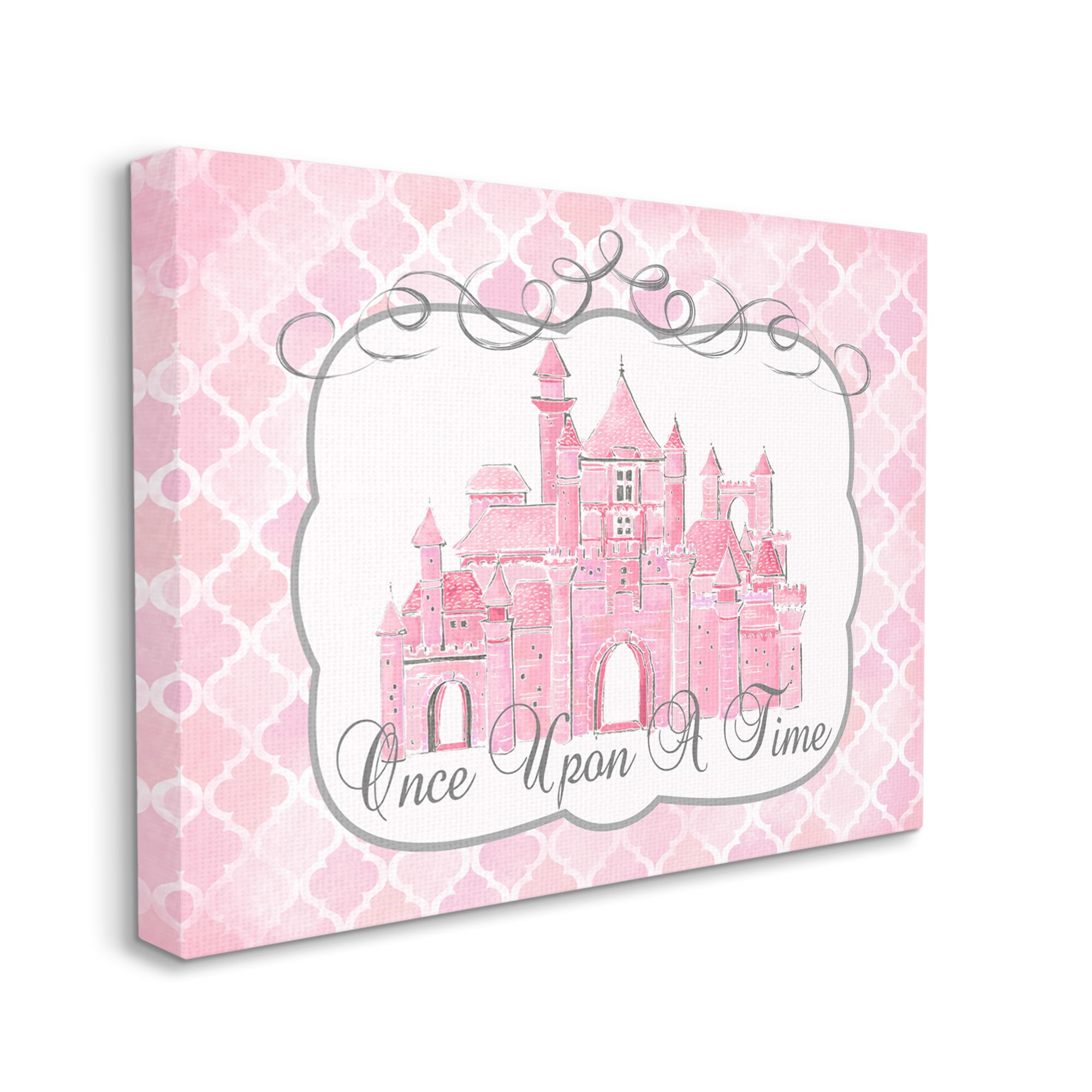 Stupell Industries Once Upon a Time Pink Water Color Castle, 36 x 48 ...