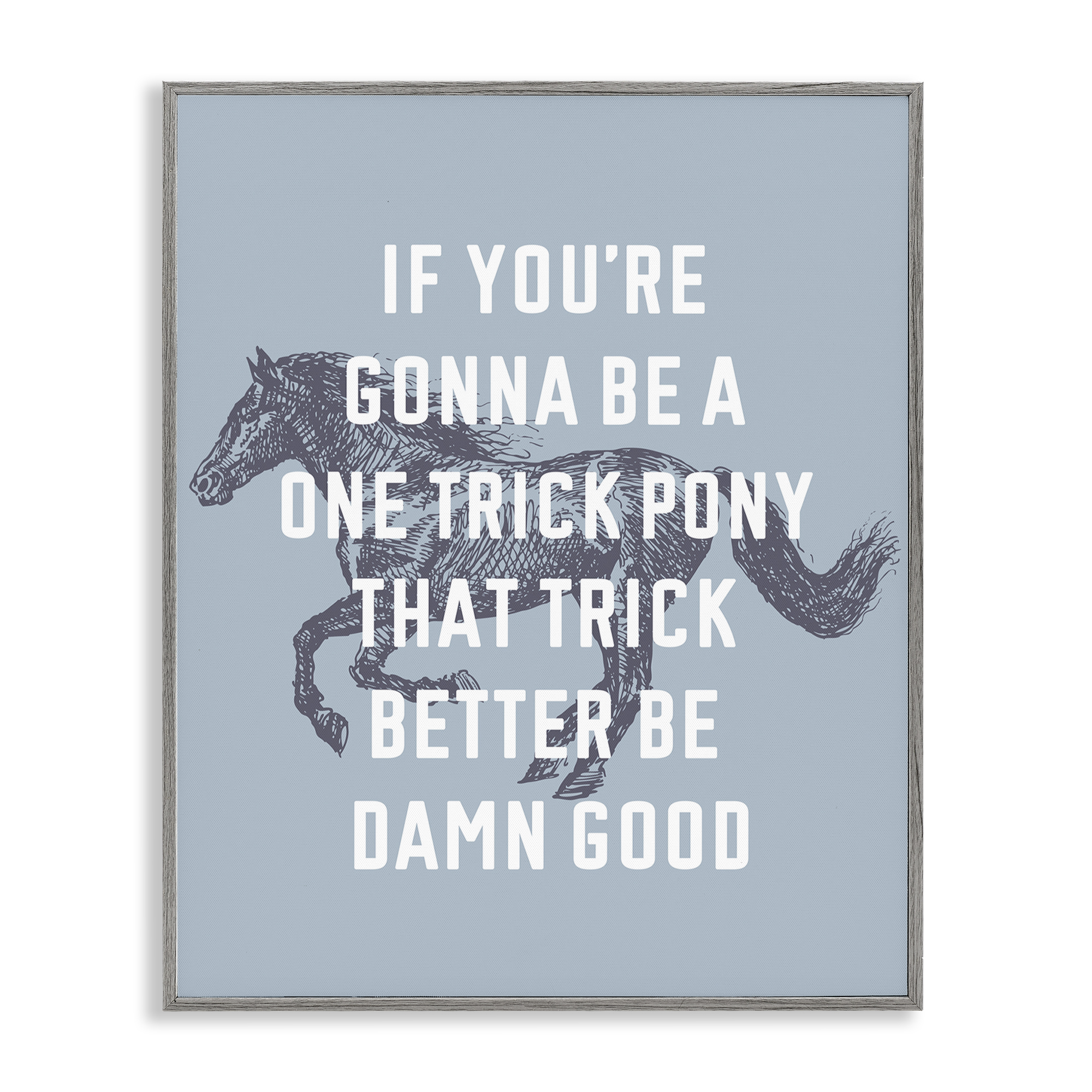 Stupell Industries One Trick Pony Phrase Animals Painting Gray Framed ...