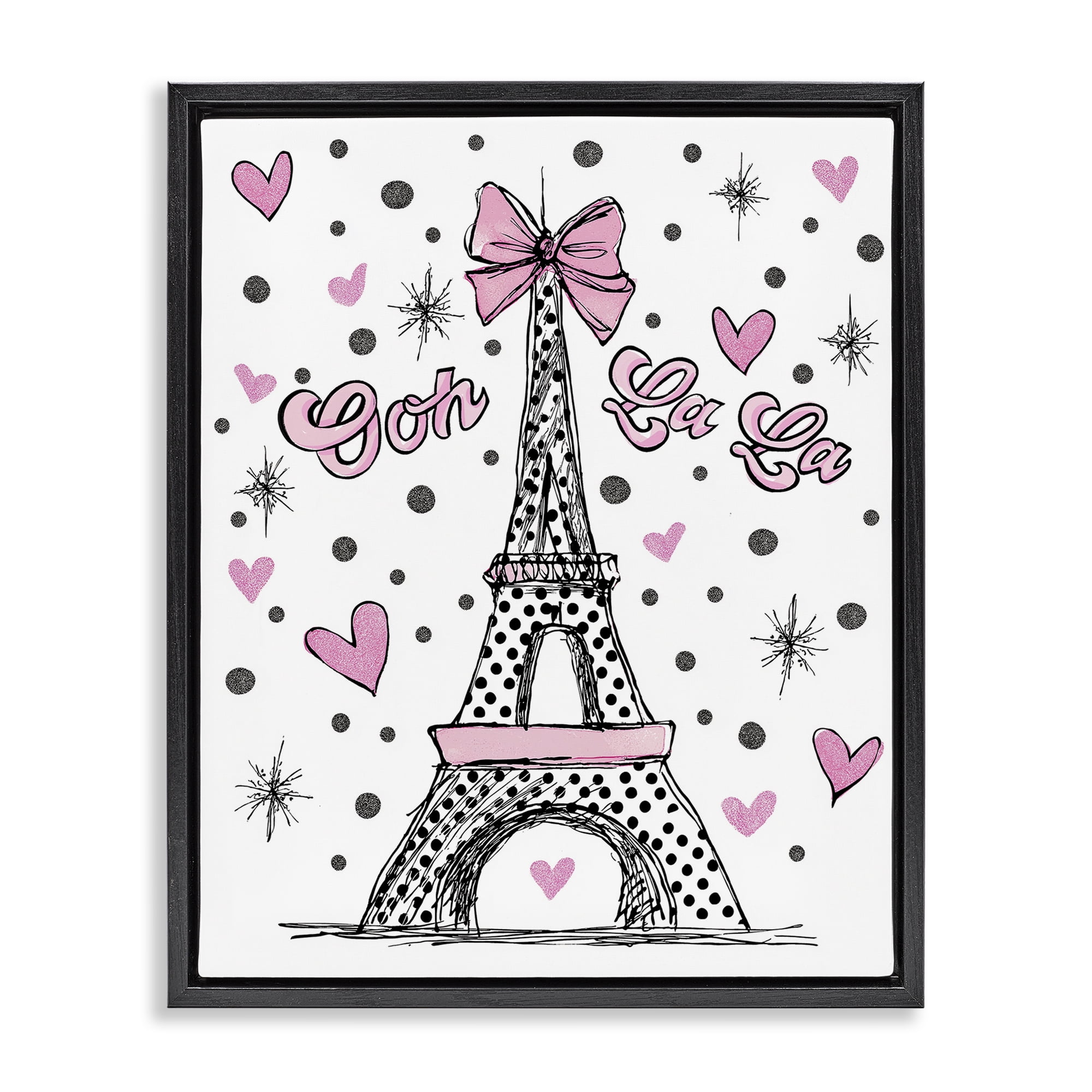 Stupell Industries Ooh La La Polka Dots Eiffel Black Framed Floater ...