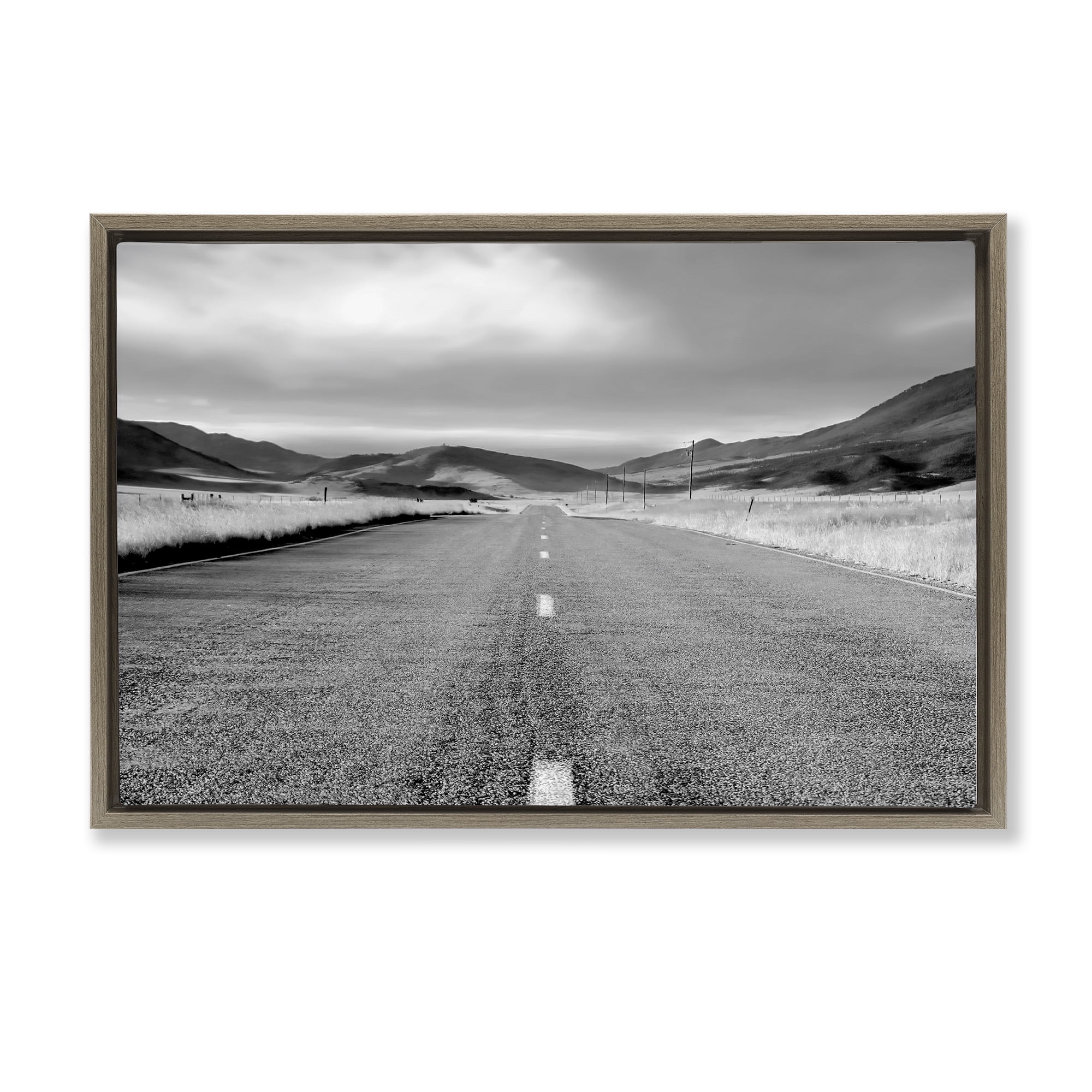 Stupell Industries Open Road Through Rolling Hills Brown Framed Floater ...