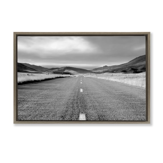 Stupell Industries Open Road Through Rolling Hills Brown Framed Floater ...