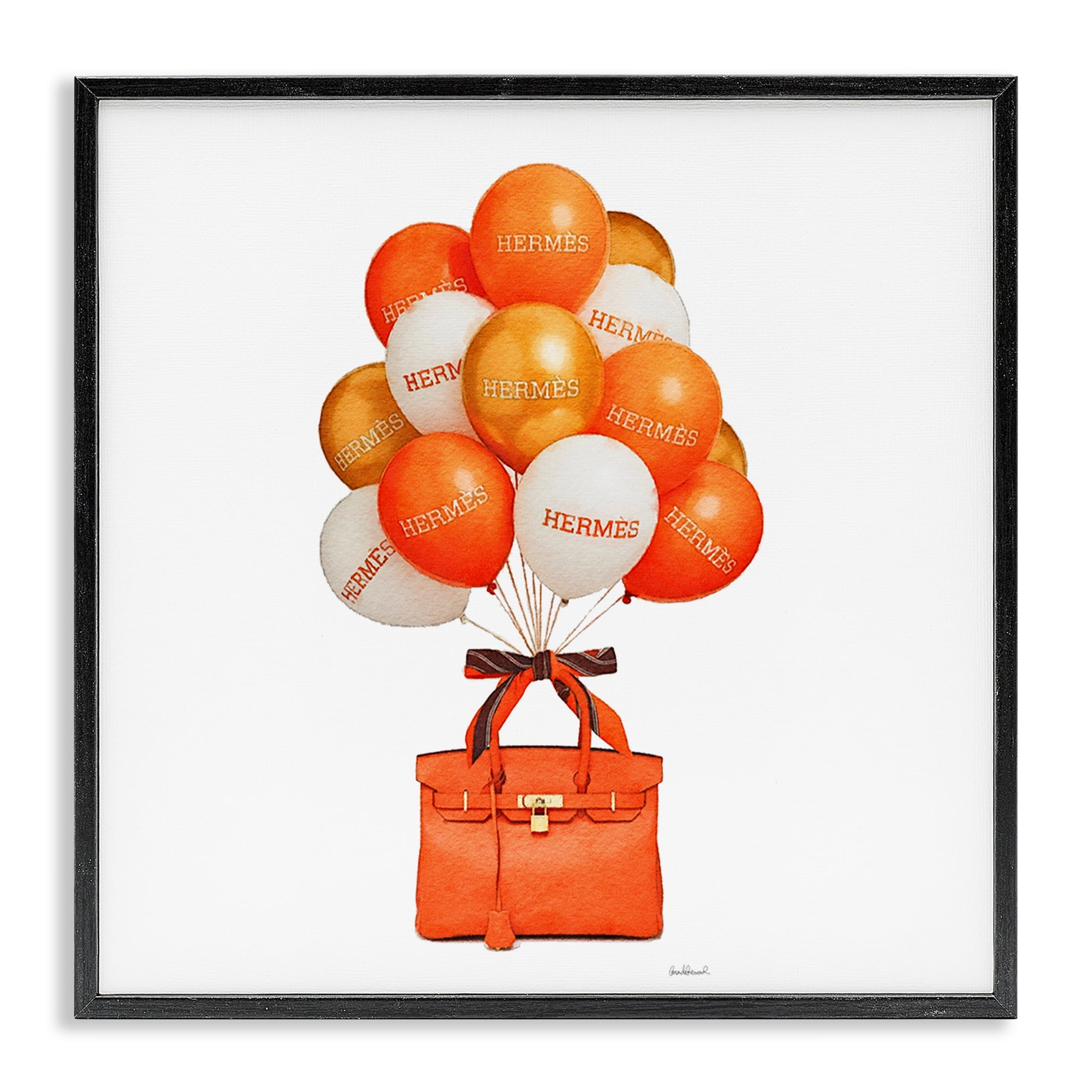 Stupell Industries Orange Handbag & Balloons Black Framed Giclee Art ...
