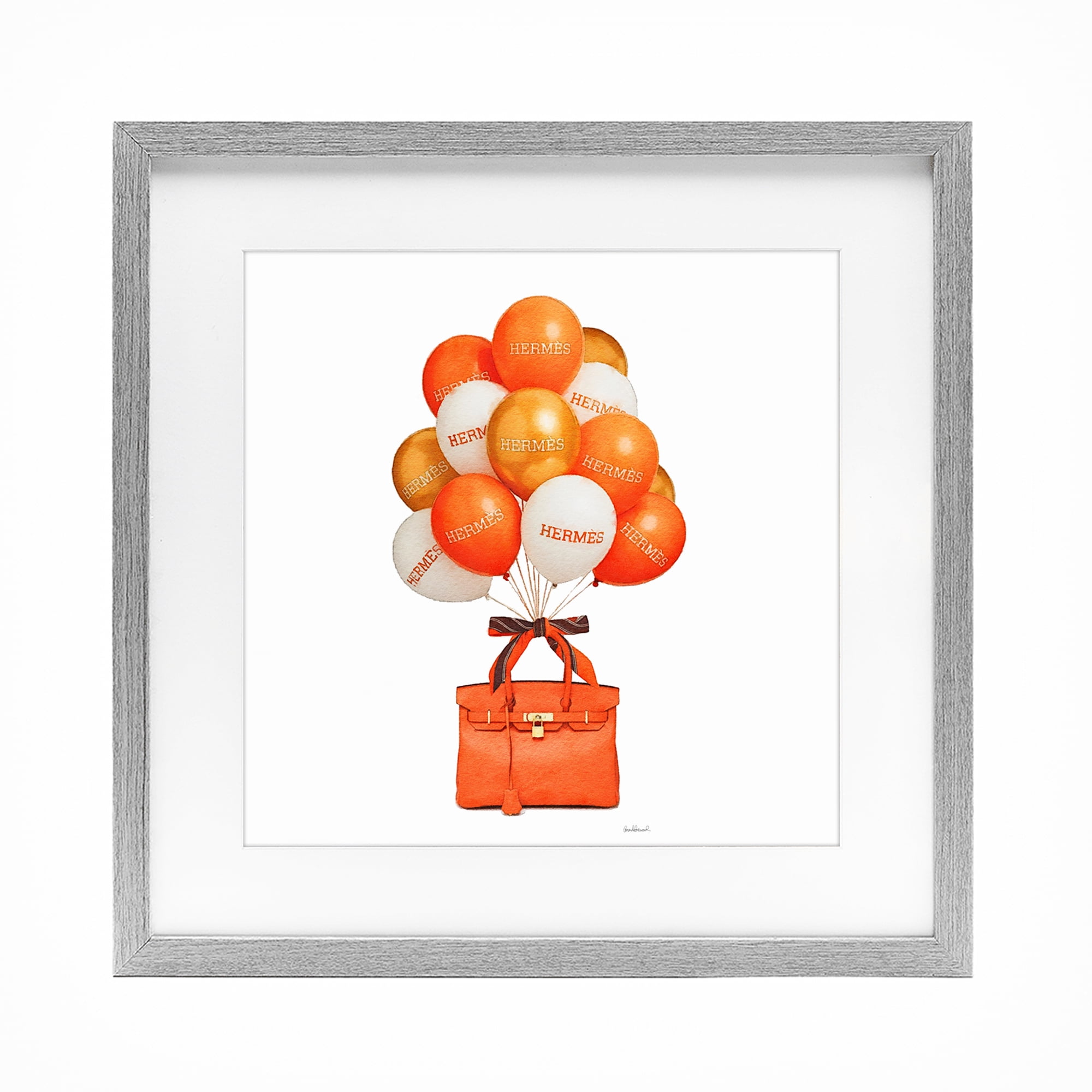 Stupell Industries Orange Handbag & Balloons Gray Framed Print Under ...