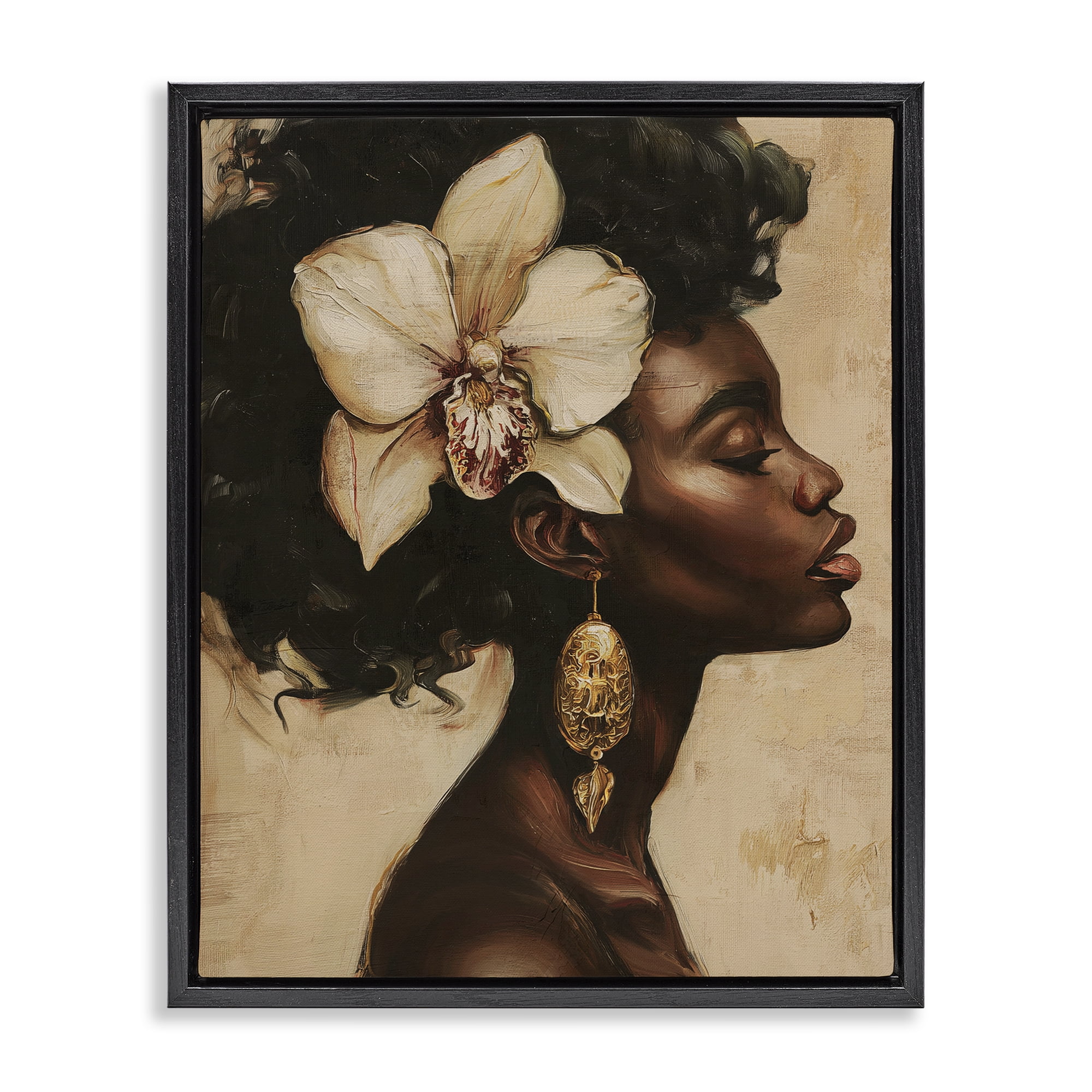 Stupell Industries Orchid Majesty Portrait Black Framed Floater Canvas ...