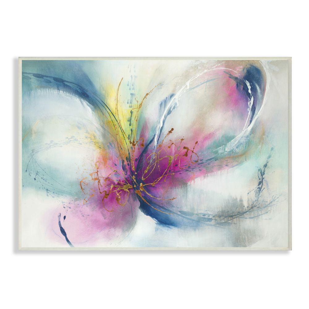 Stupell Industries Organic Butterfly Shape Pink Blue Nature Painting ...