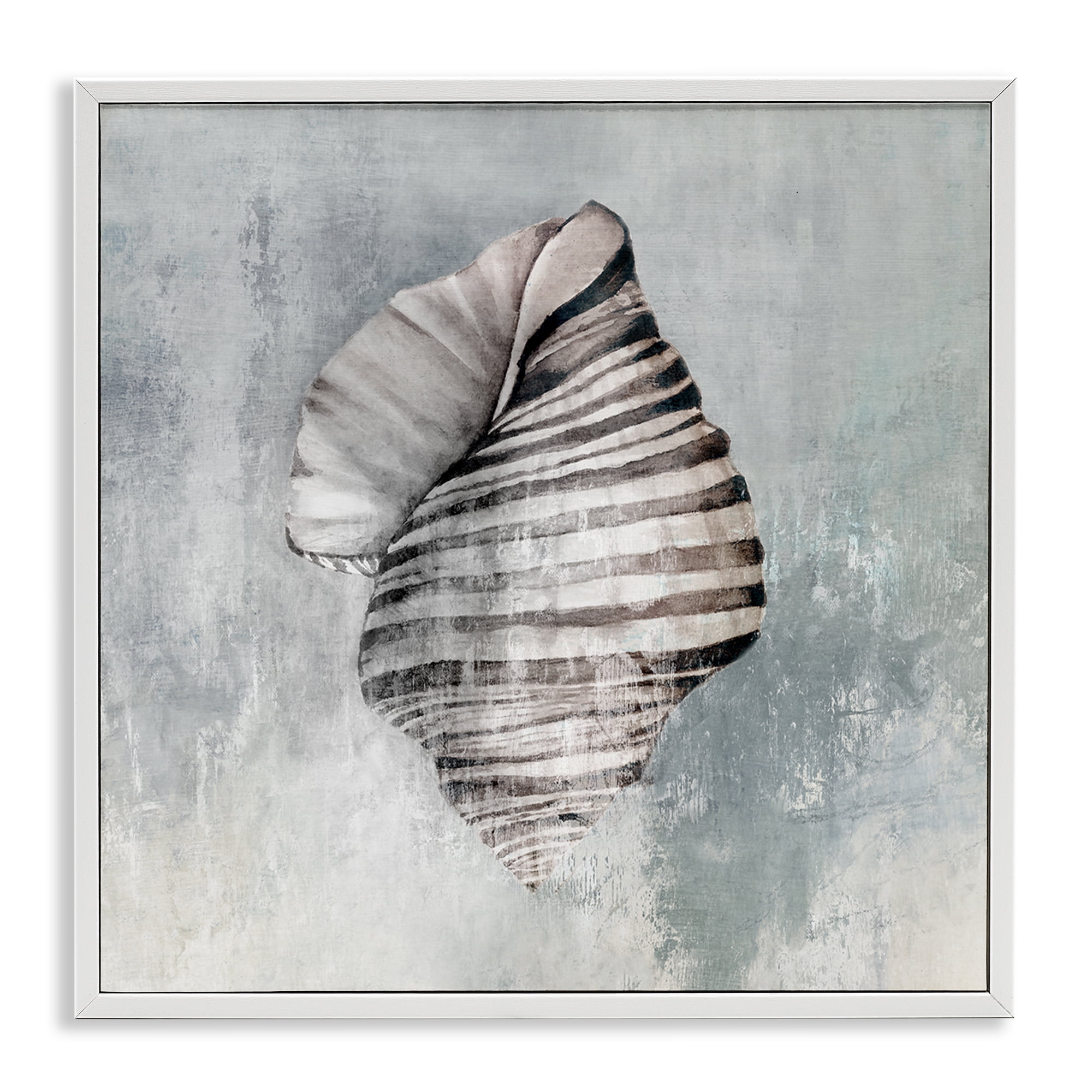 Stupell Industries Organic Twisted Seashell Nautical & Beach Painting White Framed Art Print ...