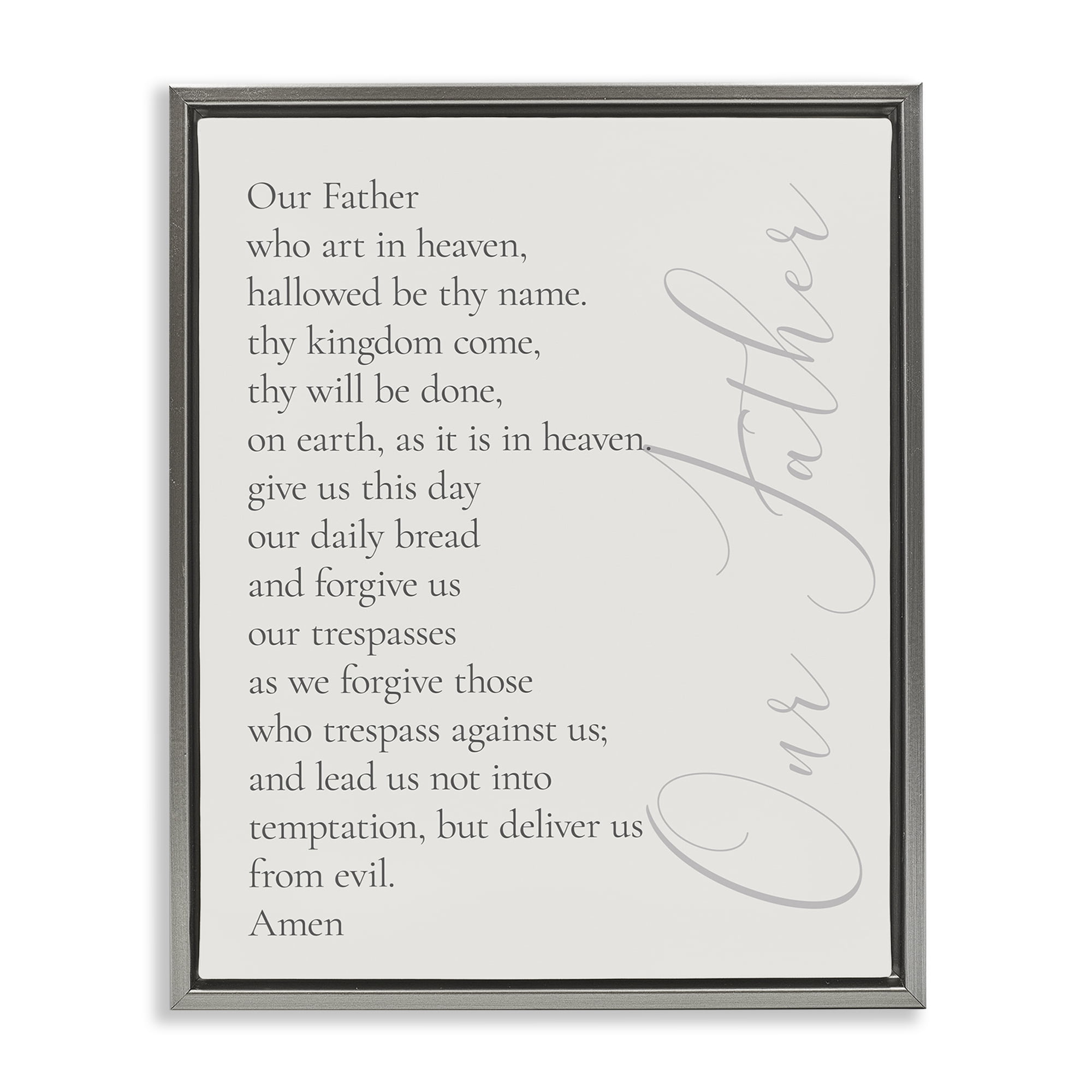 Stupell Industries Our Father Prayer Religious Painting Gray Floater ...