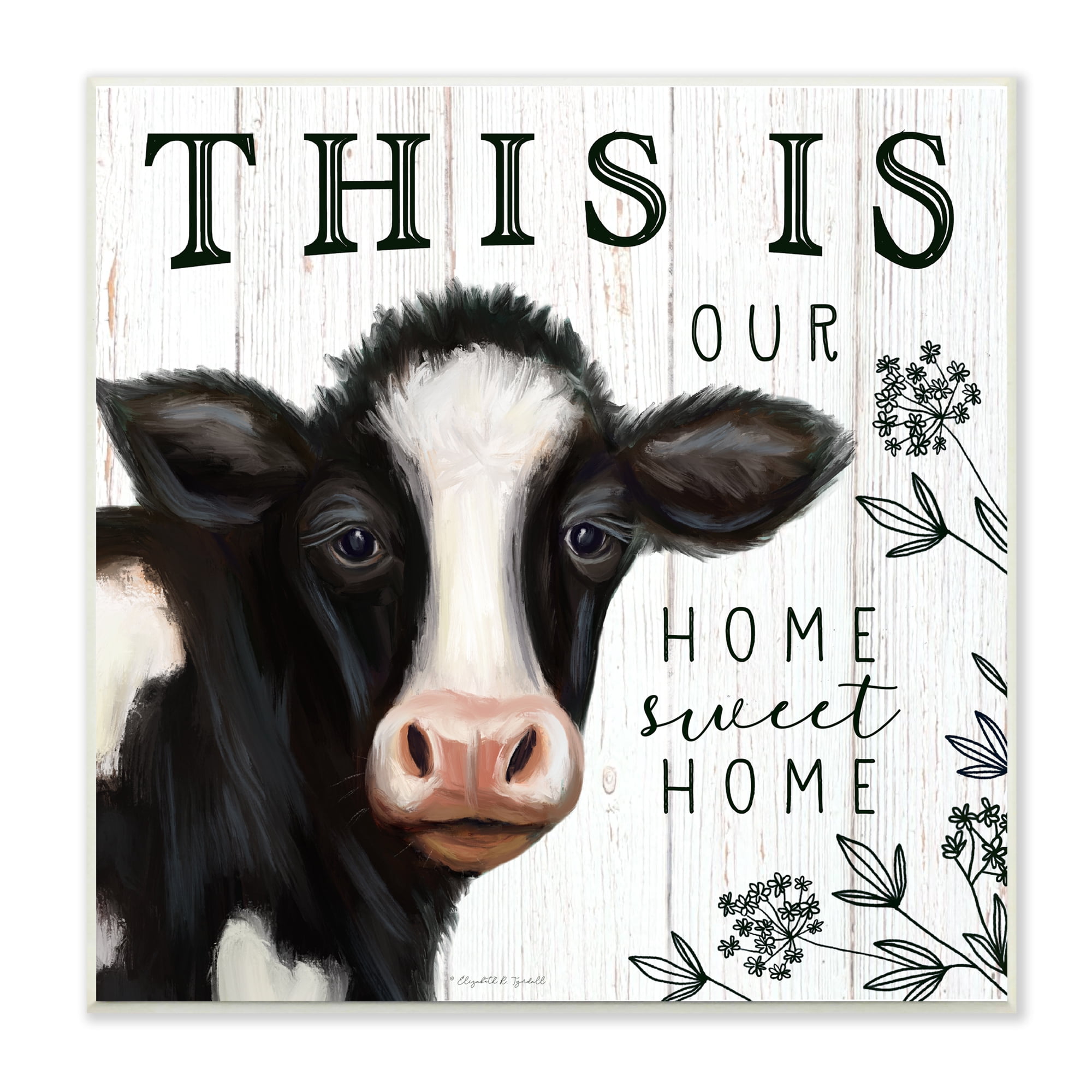 Stupell Industries Home Sweet Home Dairy Farm Cow Unframed Wall Art 12 ...