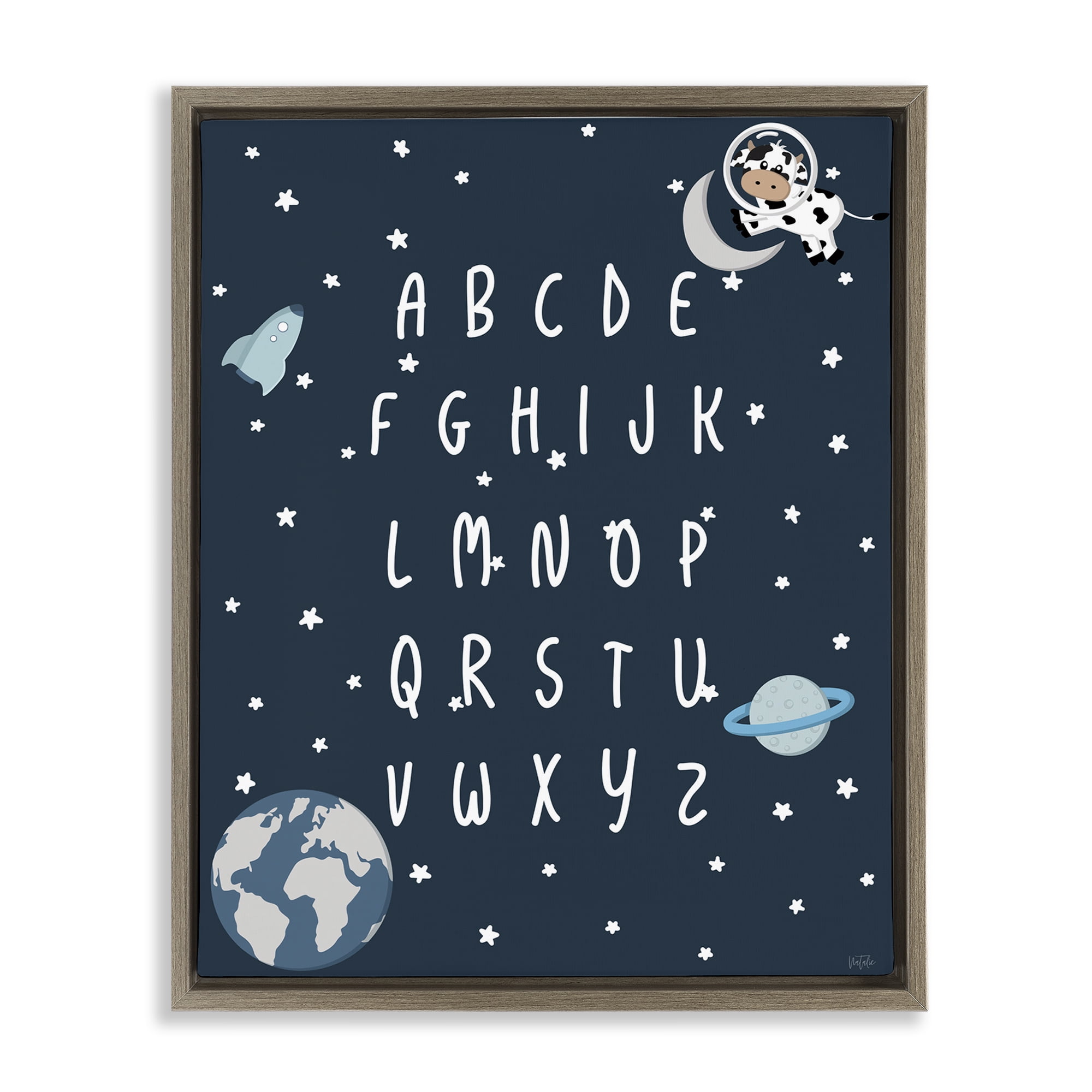 Stupell Industries Outer Space Alphabet Novelty Painting Brown Floater ...
