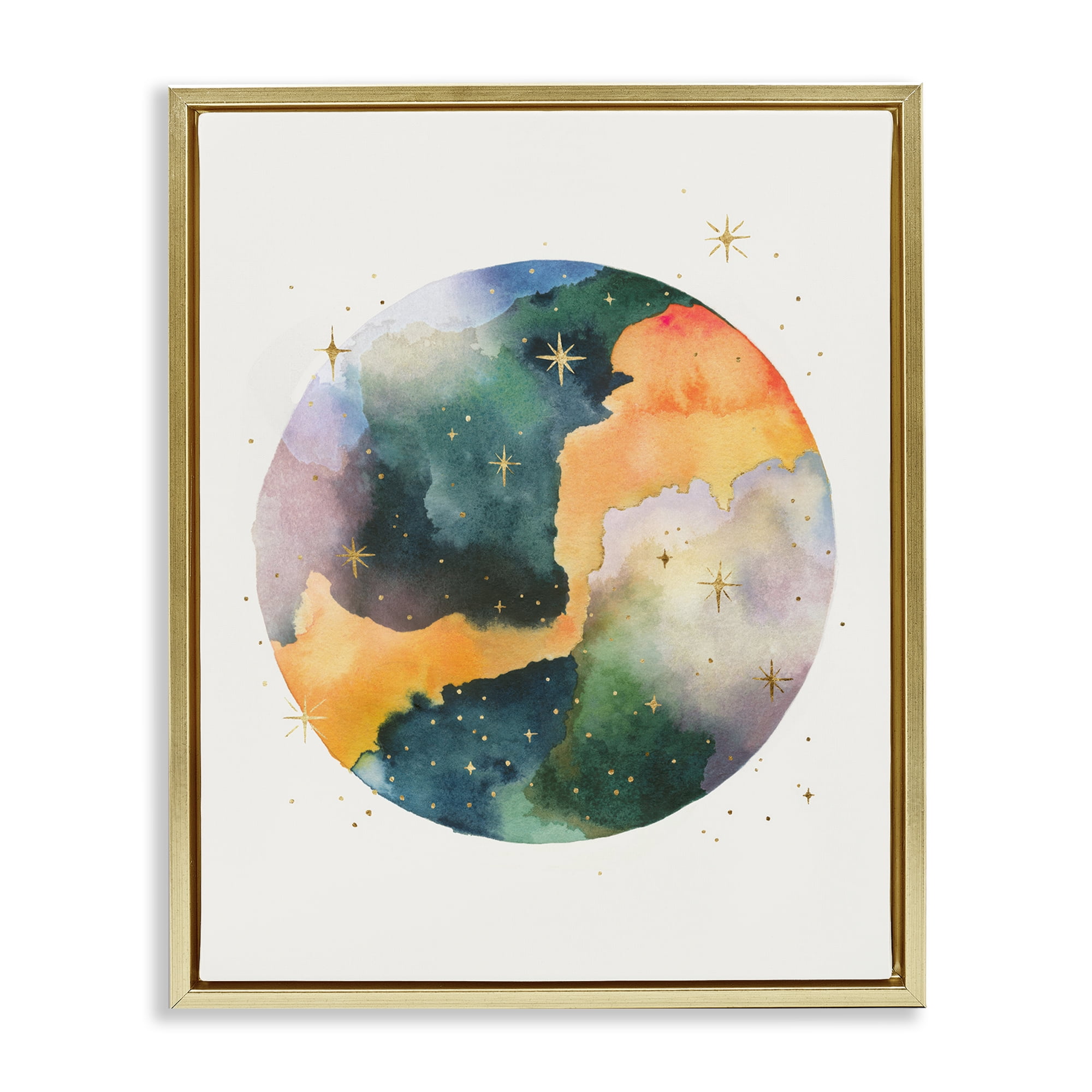 Stupell Industries Outer Space Nebula STEM Painting Gold Floater Framed ...