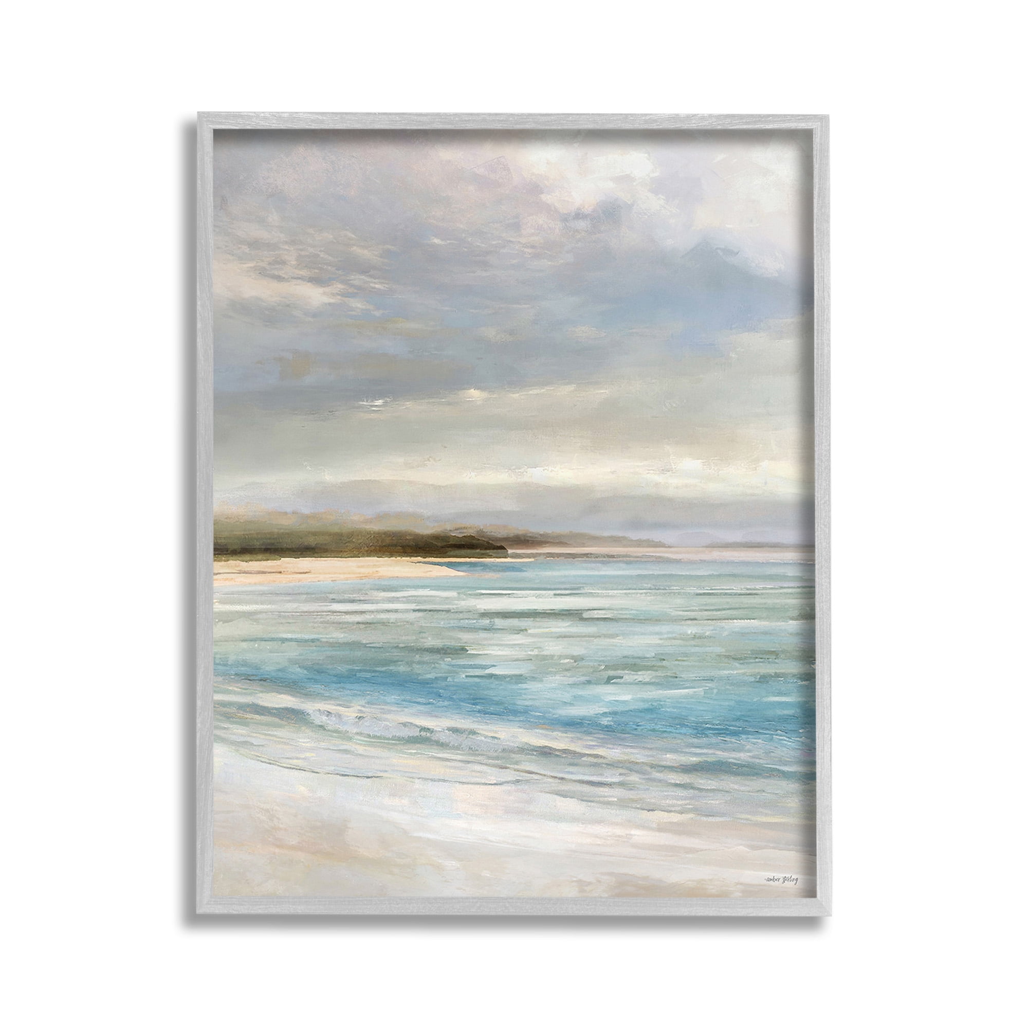 Stupell Industries Overcast Beach Scenery Landscape Painting Gray ...